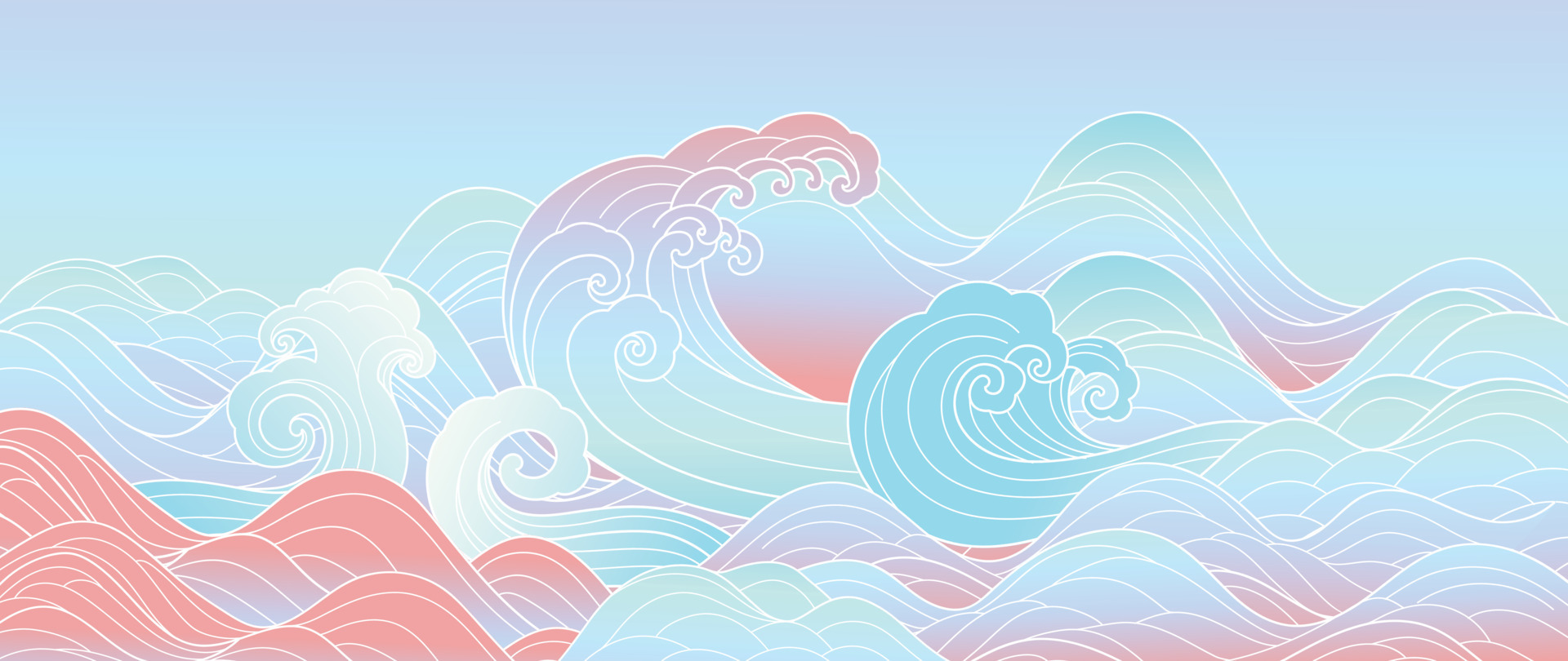 Traditional Japanese wave pattern vector. Luxury hand drawn oriental ...