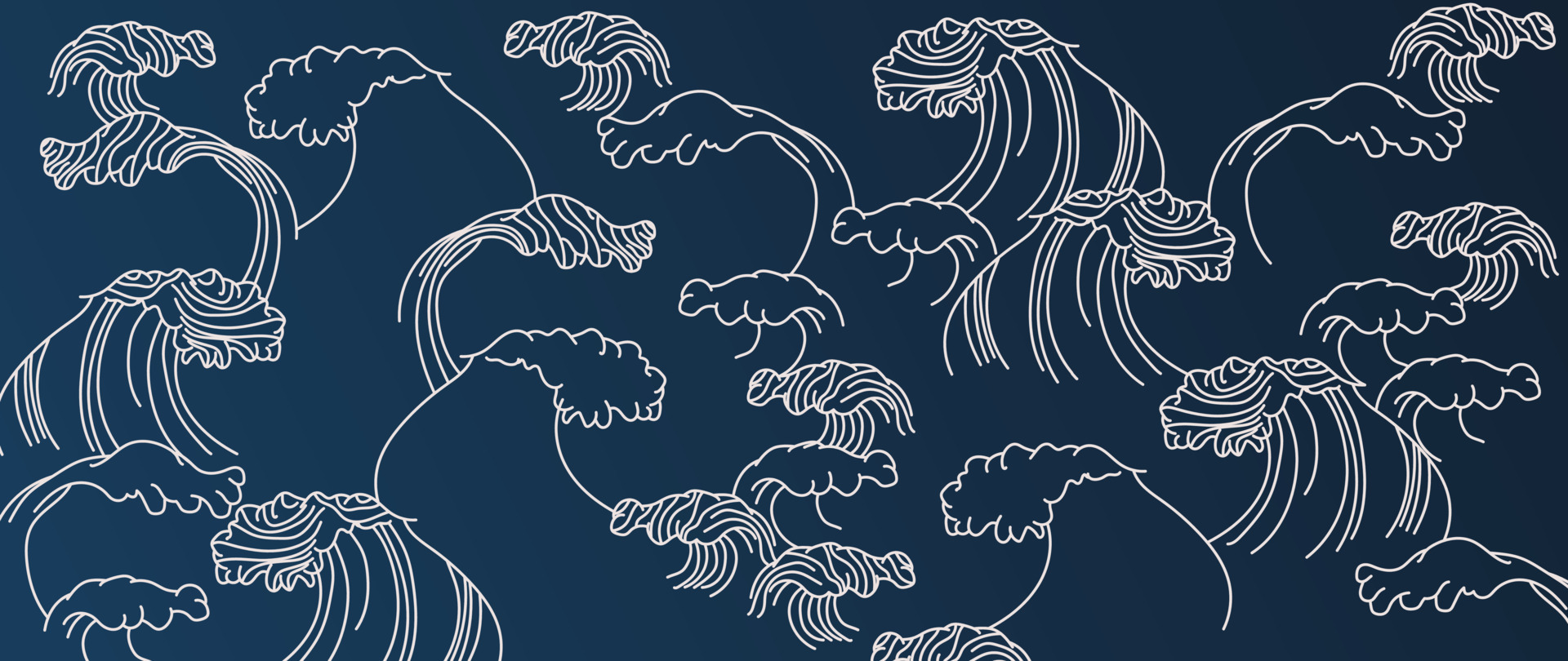 Traditional Japanese Wave Pattern Vector Abstract Hand Drawn Line Art