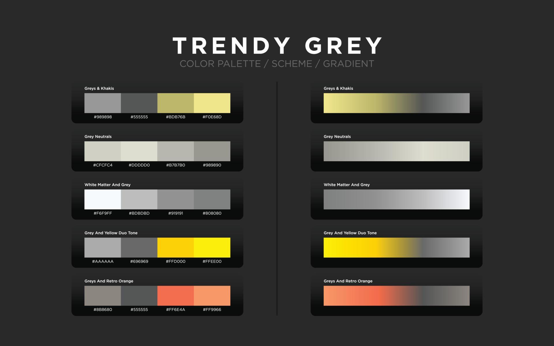 Grey color palettes, color schemes, color gradients. Set of modern web ...