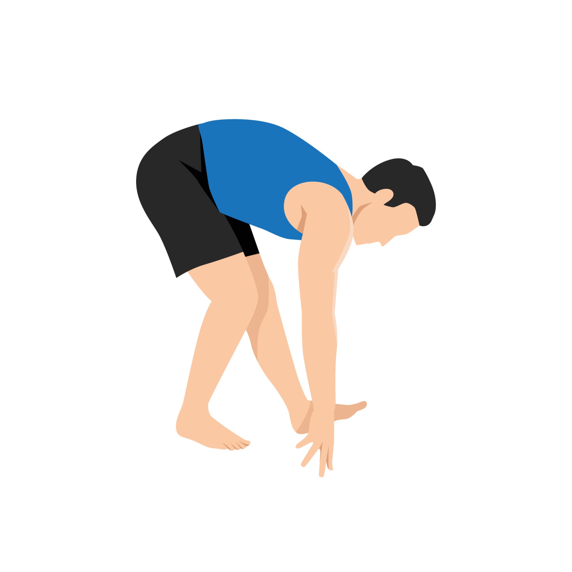 Hombre Haciendo Ejercicio De Estiramiento De Isquiotibiales De Pie Ilustración Vectorial Plana