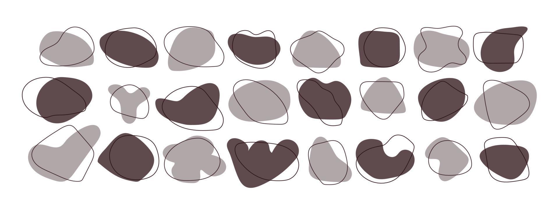 Abstract Organic Amoeba Blob Shape Set Uneven Liquid Blot Forms