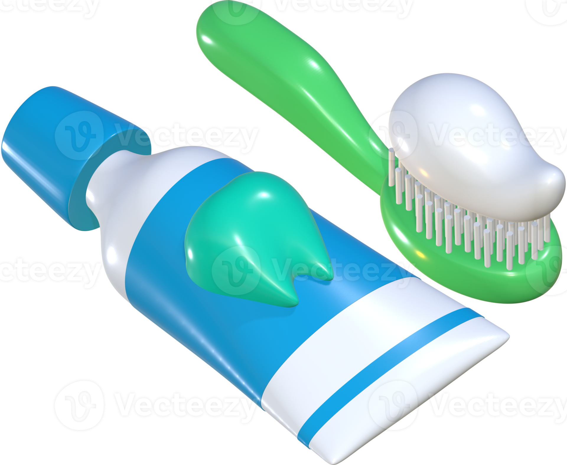Toothpaste and toothbrush 3D illustration. 18867442 PNG