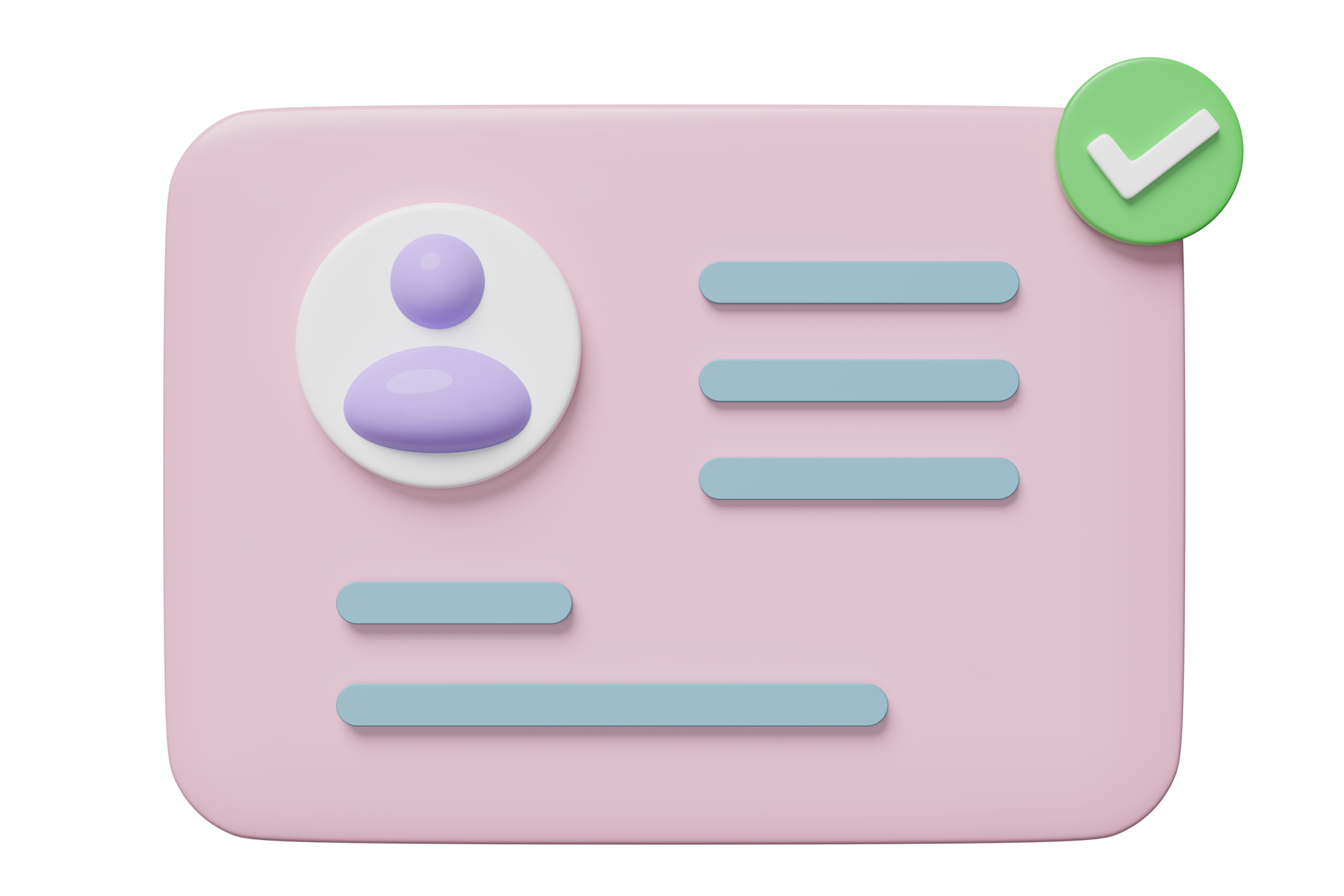 3d Id Card Icon With Check Mark Isolated Human Resources Plastic Card Job Search Verify