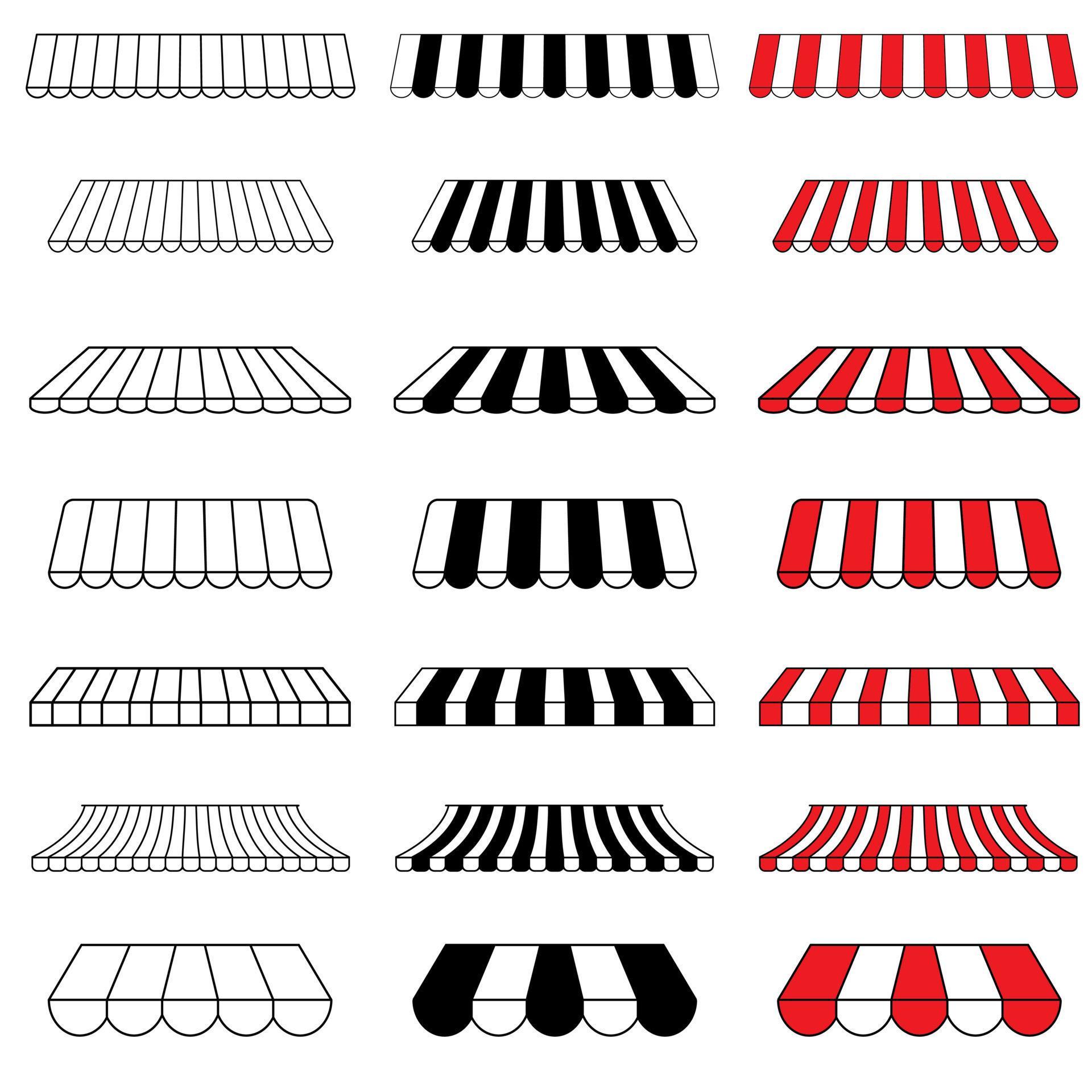 Stripe awning icon vector set. Showcase canopy illustration sign collection. Awning symbol or ...