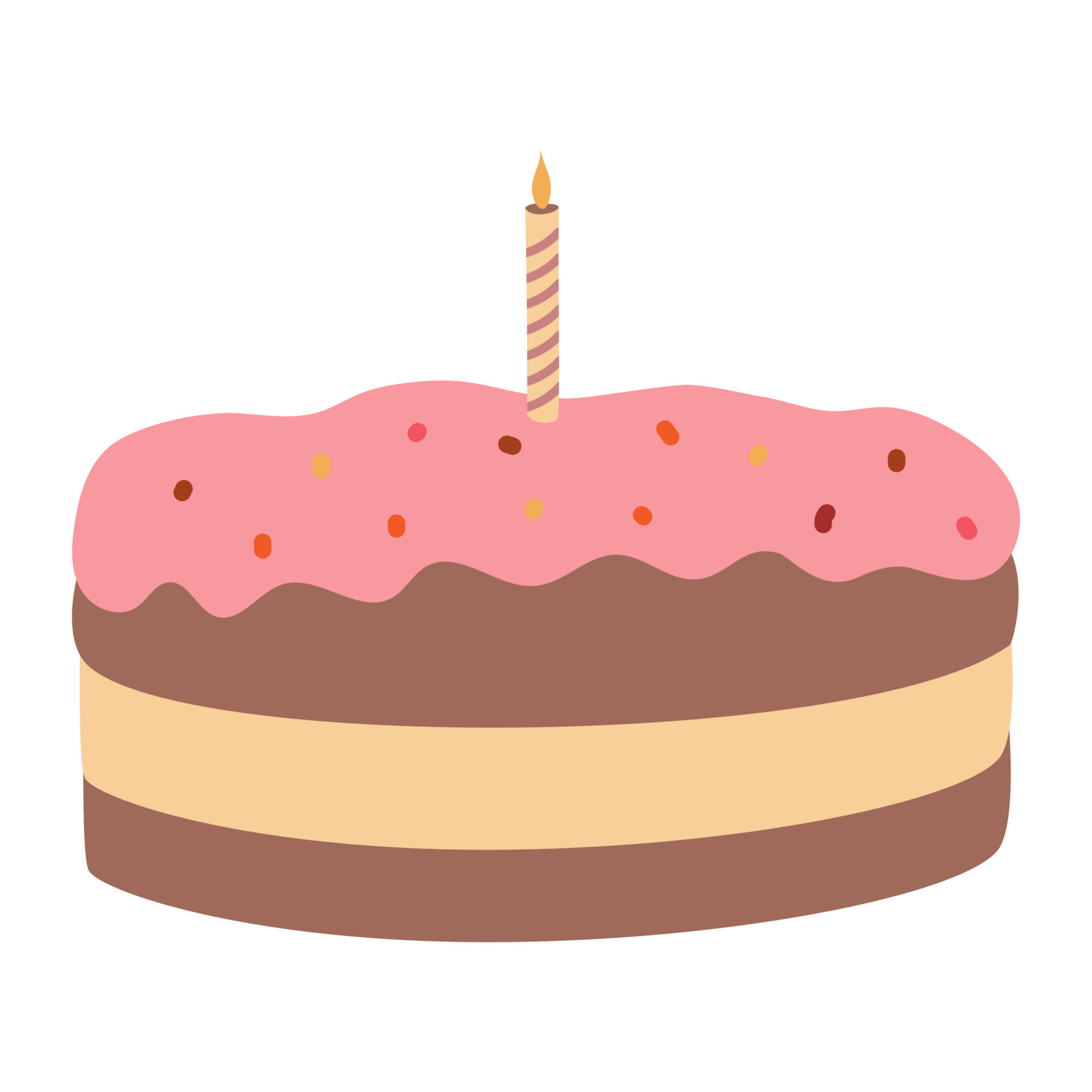Hand drawn birthday cake with one candle. Doodle vector illustration on ...