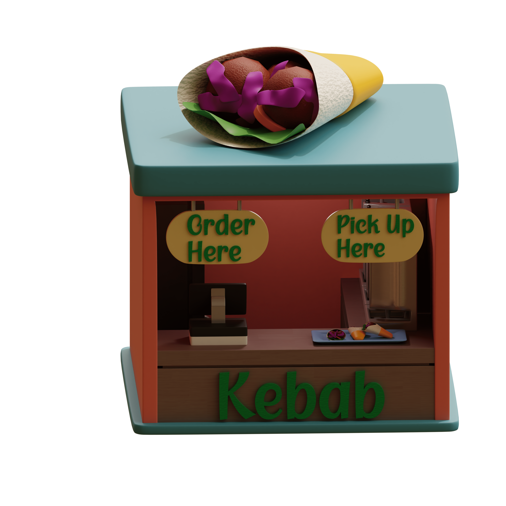 3d Rendering Isometric Kebab Shop Perfect For Design Project 18870464 Png