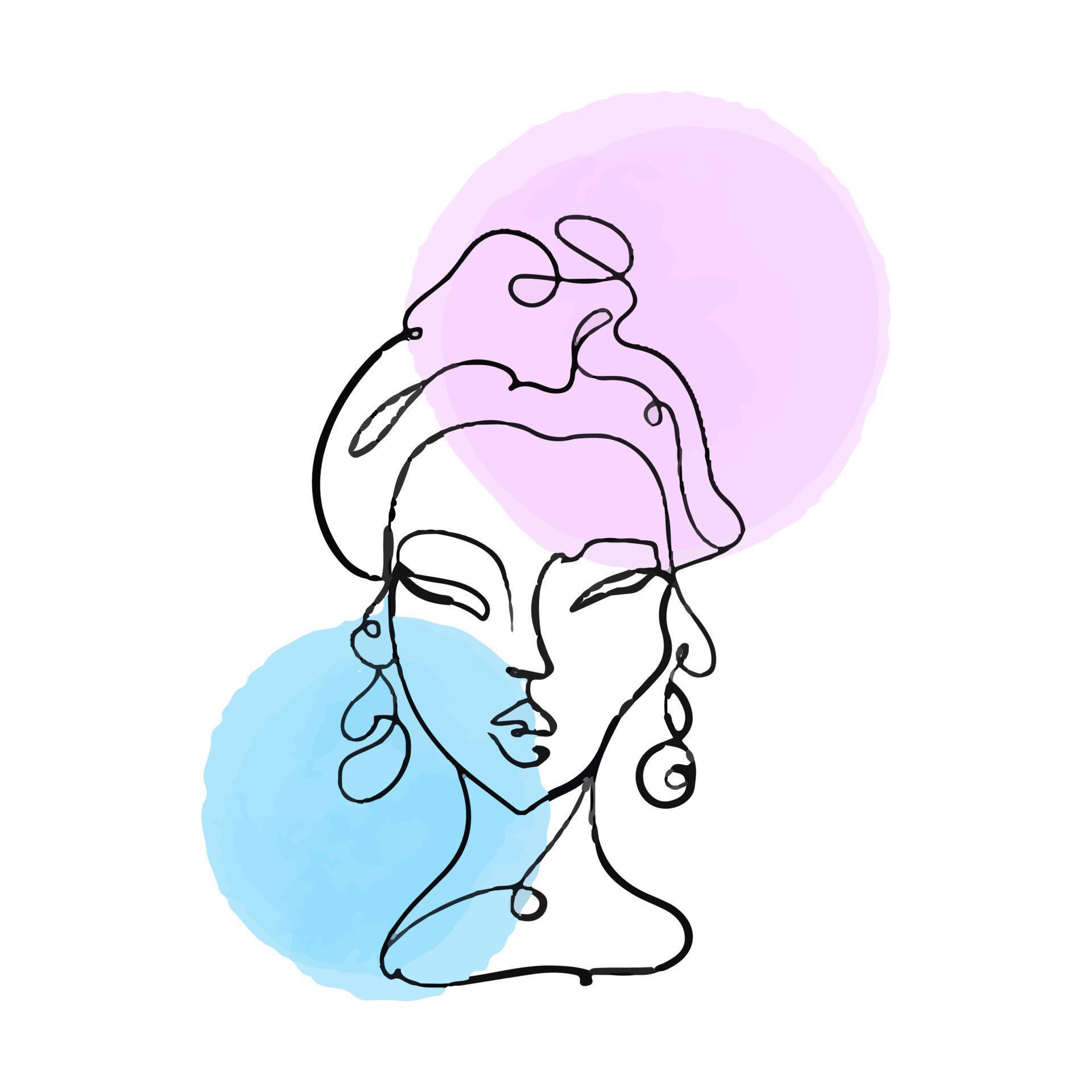 Simple Minimalist Vector Illustration Of Beautiful Woman Face Line