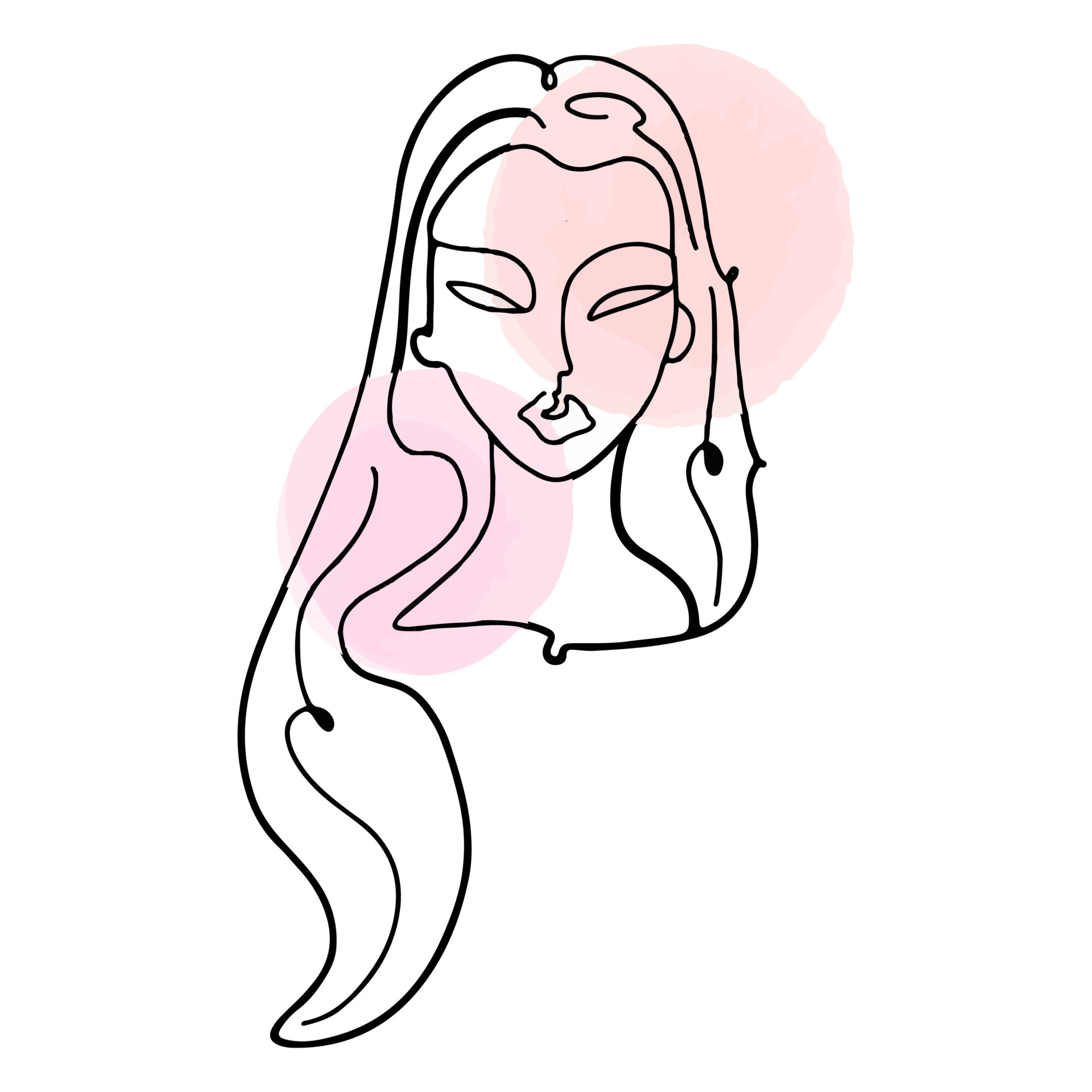 Simple Minimalist Vector Illustration Of Beautiful Woman Face Line