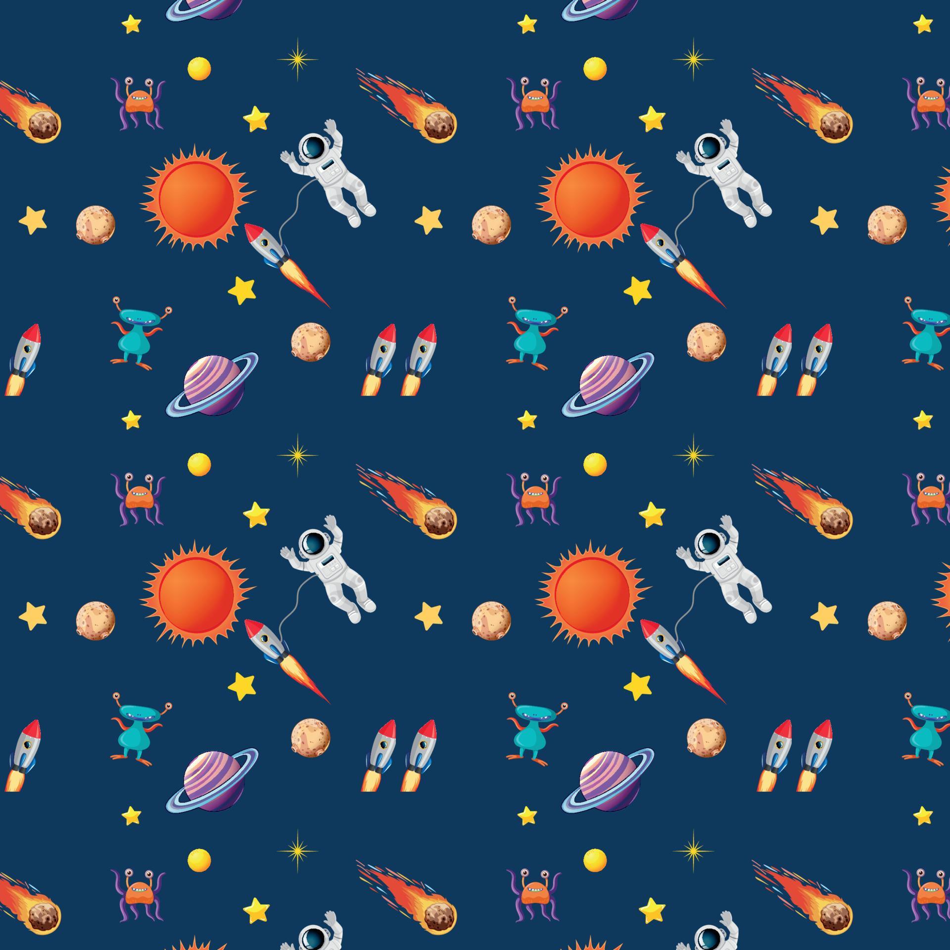 Seamless pattern with Space. Spaceship element with Vector illustration ...