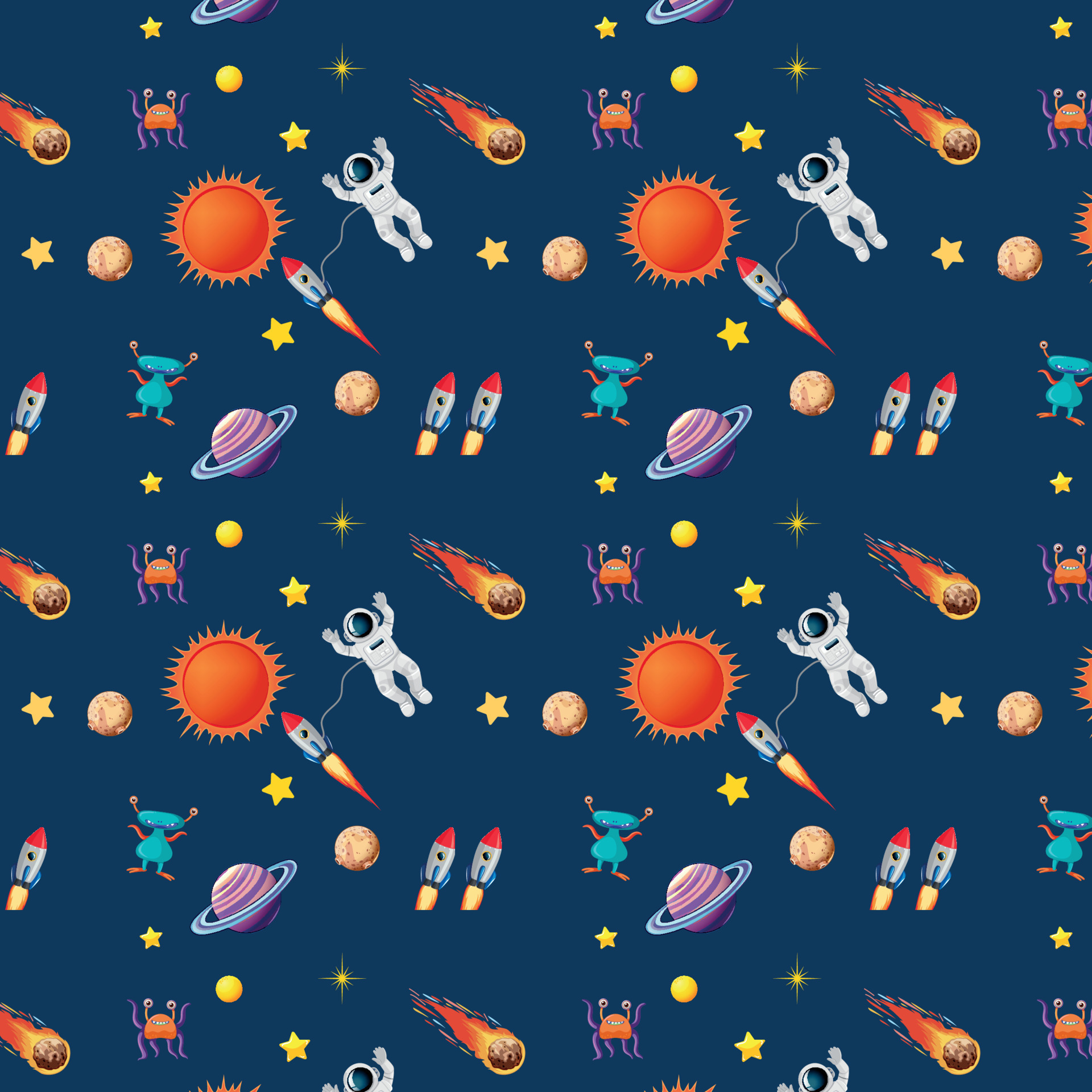 Seamless pattern with Space. Spaceship element with Vector illustration ...