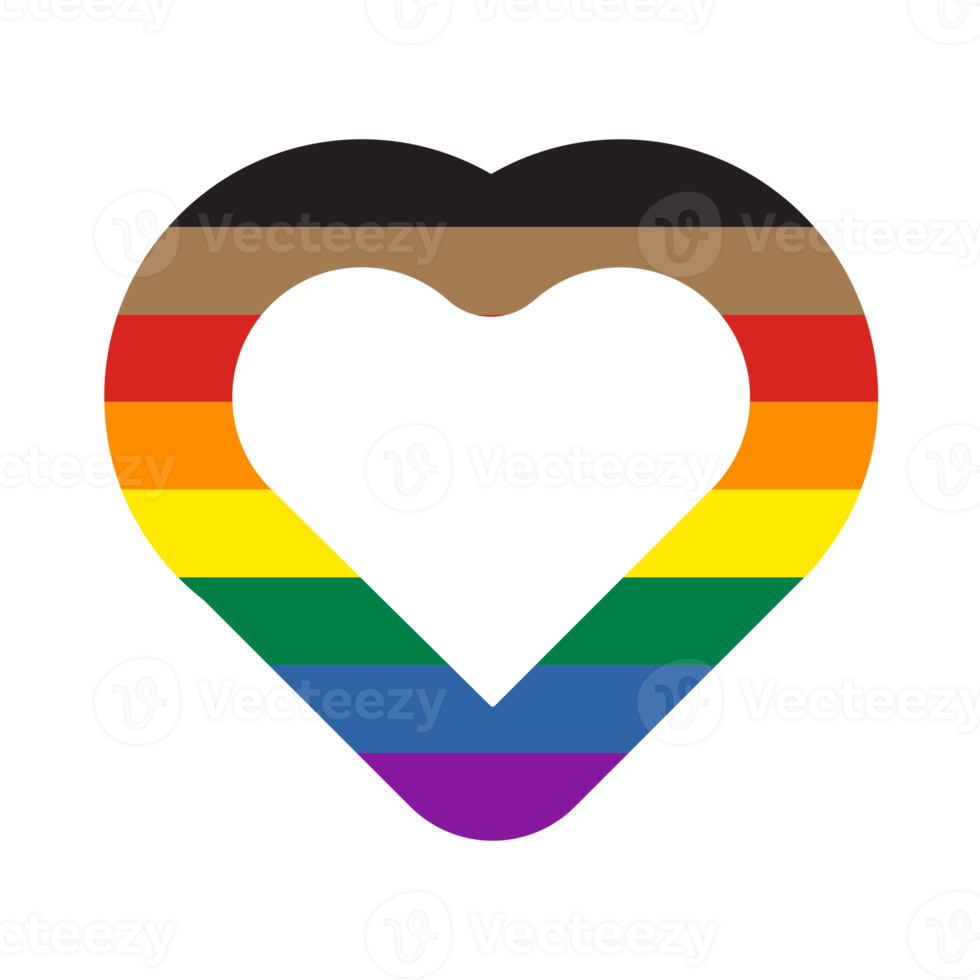 New Pride flag heart shape icon isolated. Black and brown stripes ...