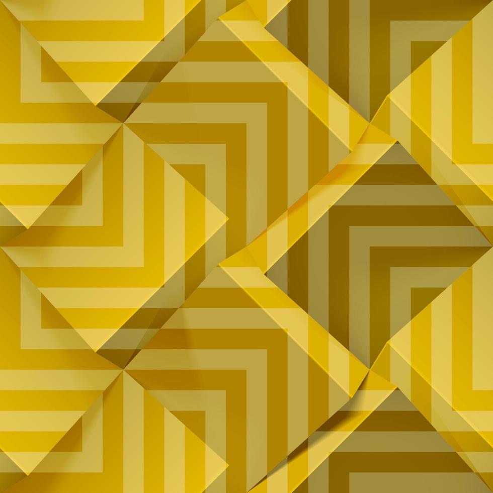 Golden Seamless Geometric Pattern Realistic 3d Cubes With Strips Vector Template For