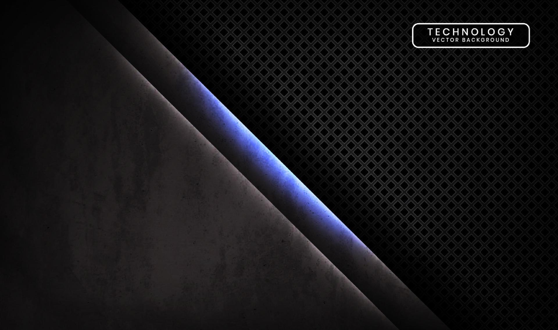 3d Black Rough Grunge Techno Abstract Background Overlap Layer On Dark Space With Blue Light