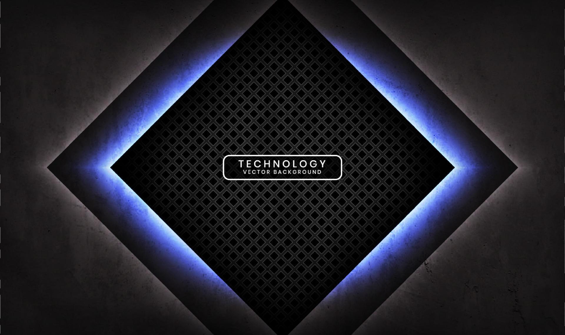 3d Black Rough Grunge Techno Abstract Background Overlap Layer On Dark Space With Blue Light