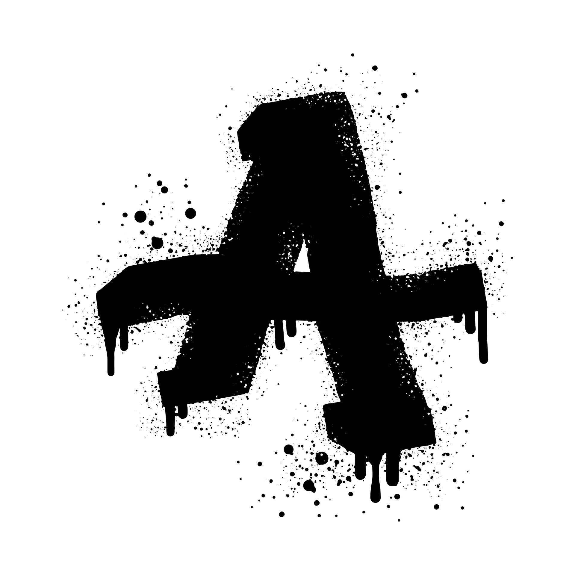 Graffiti Spray Font Alphabet Black On White Sprayed Letter A Drops Isolated On A White