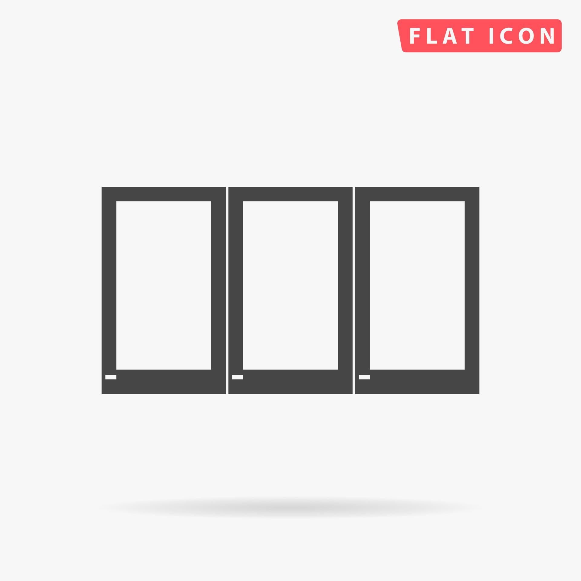 Three window. Simple flat black symbol with shadow on white background. Vector illustration ...