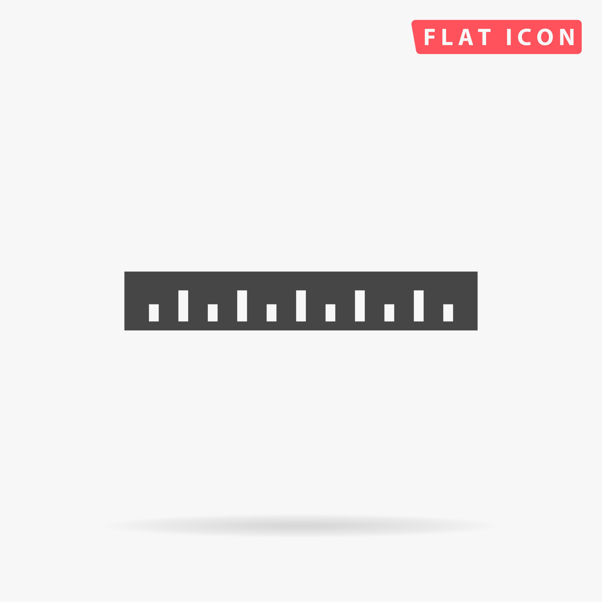 Straightedge. Simple flat black symbol with shadow on white background. Vector illustration ...