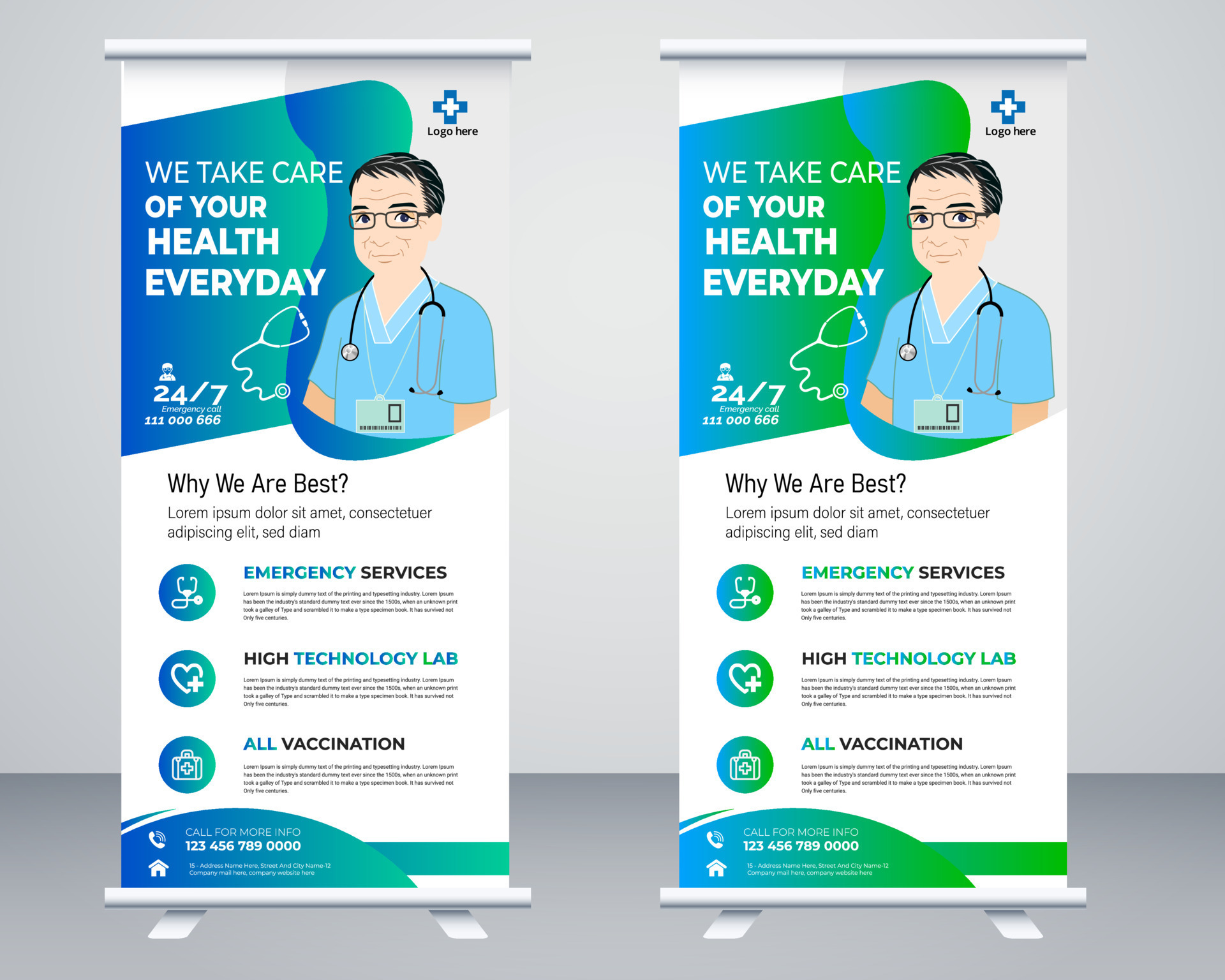 Medical roll up banner vector template design or poll up standee for ... Medical roll up banner vector template design or poll up standee for ...