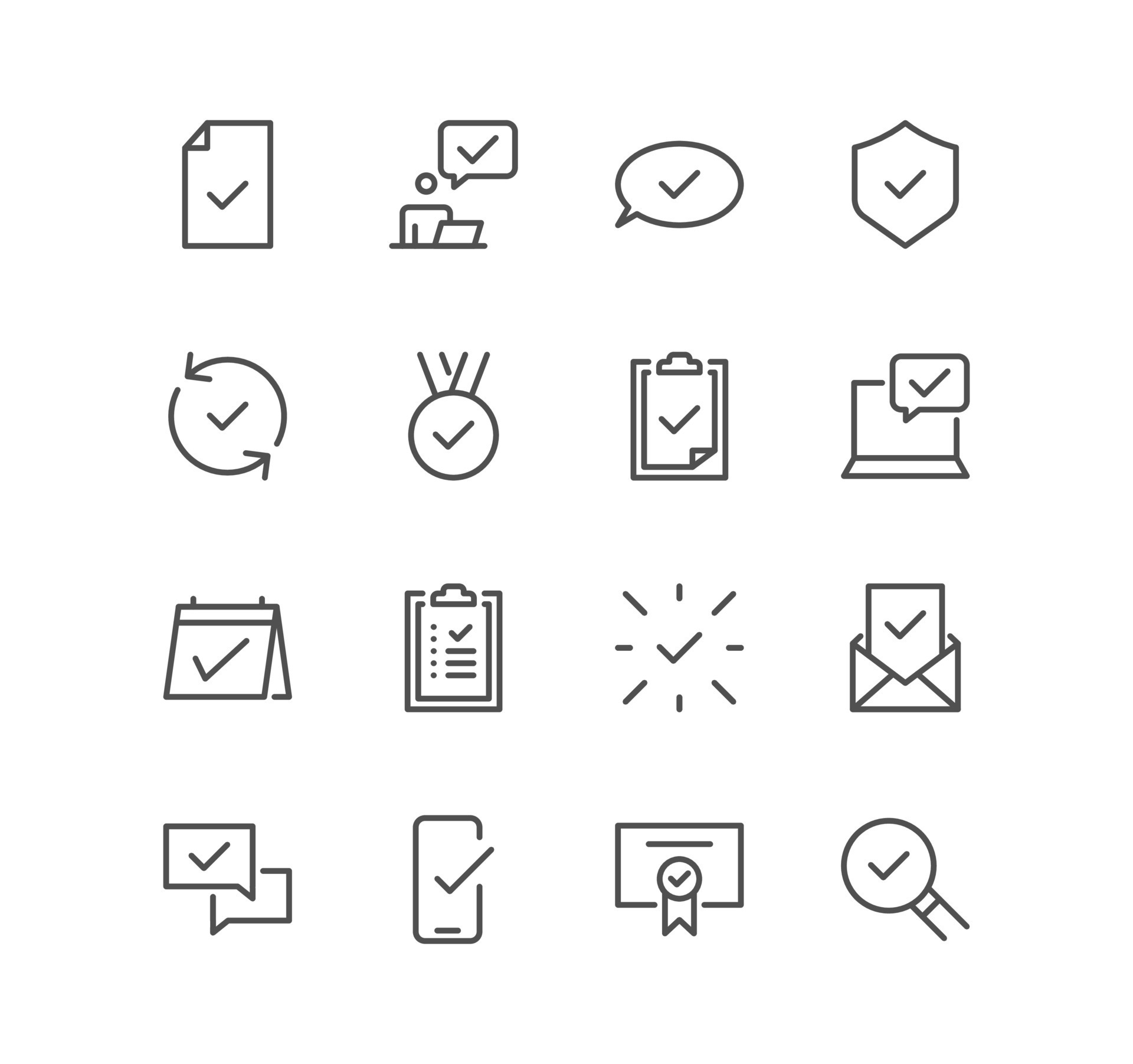 Set of approve related icons, inspector, check, list, confirm and linear variety vectors ...