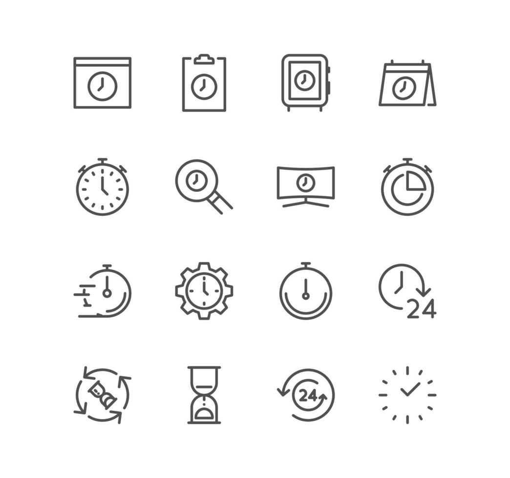 Set Of Time Related Icons Timer Speed Alarm Restore Time Management Calendar And Linear