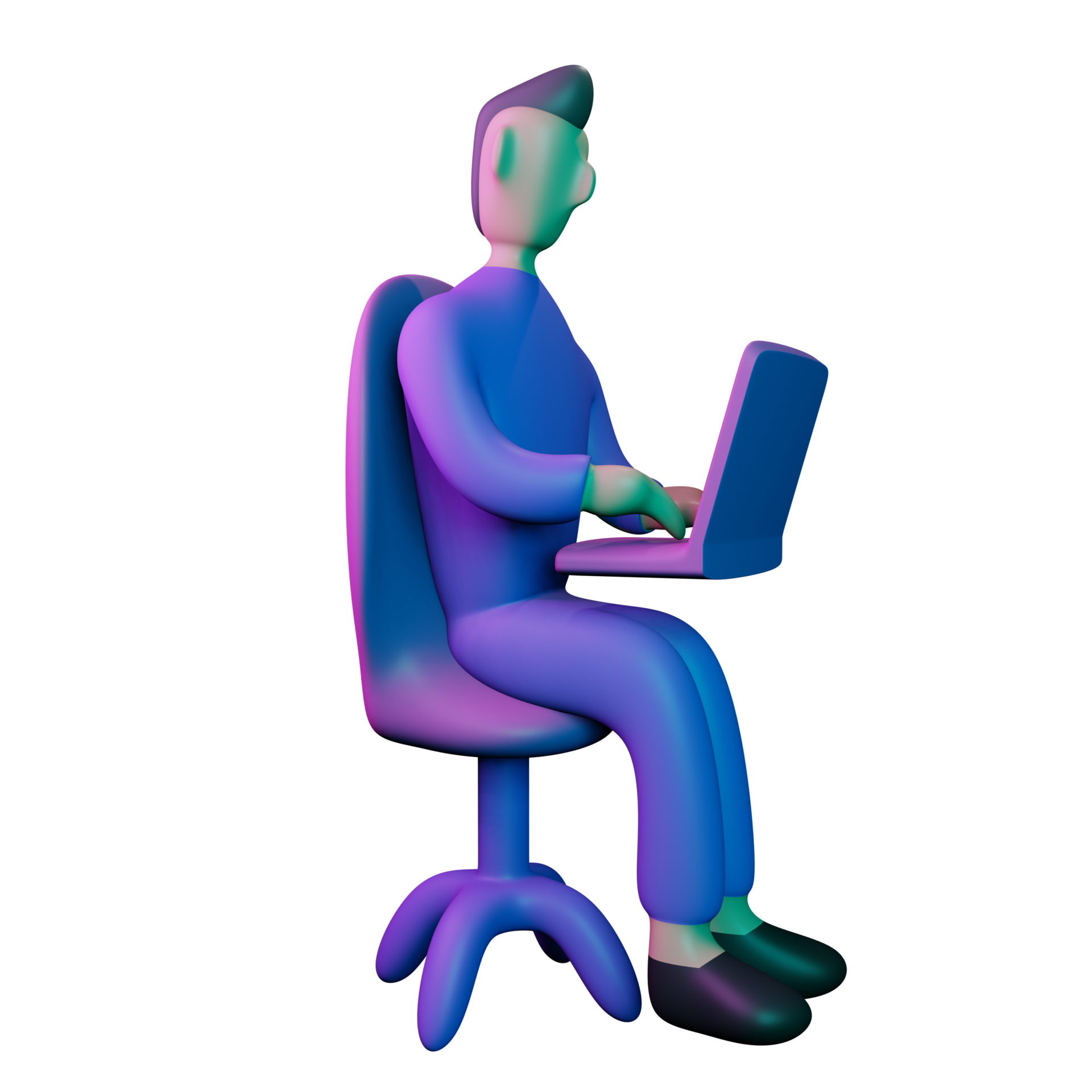 man with laptop 3d illustration 18884662 PNG