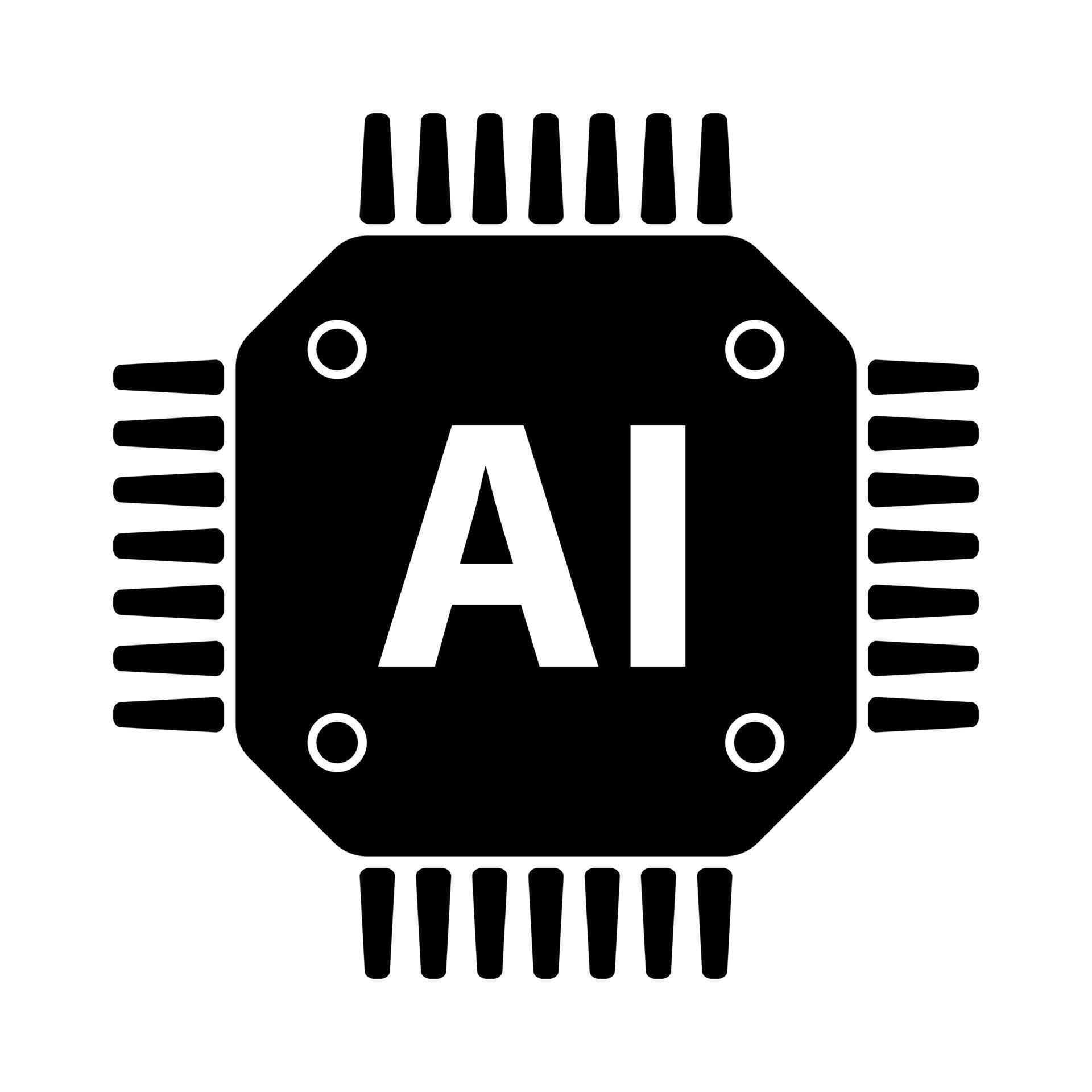 Artificial intelligence AI processor chip vector icon symbol for ...
