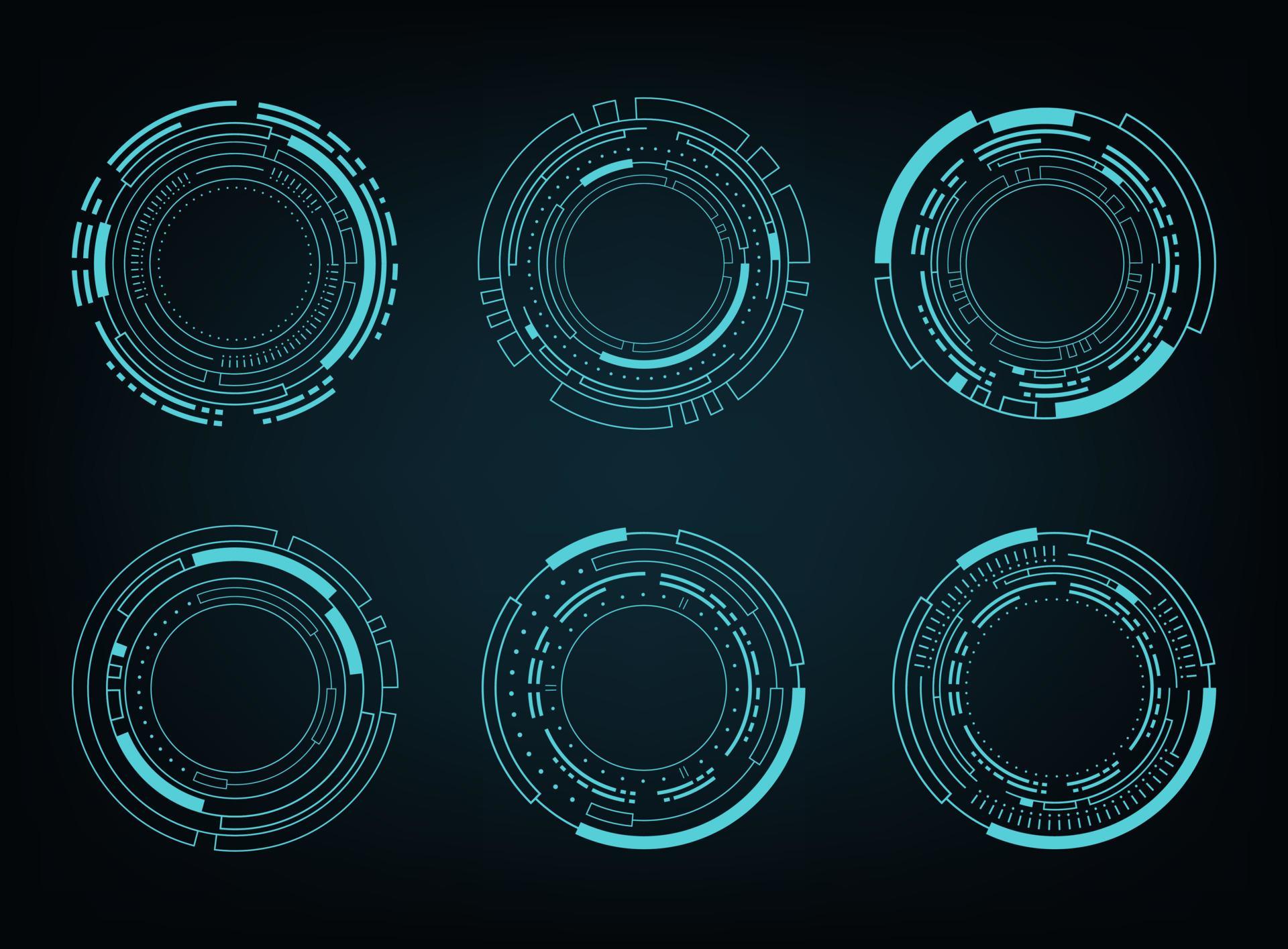 Futuristic abstract HUD. Circle technology elements set. Futuristic hud interface. Vector ...