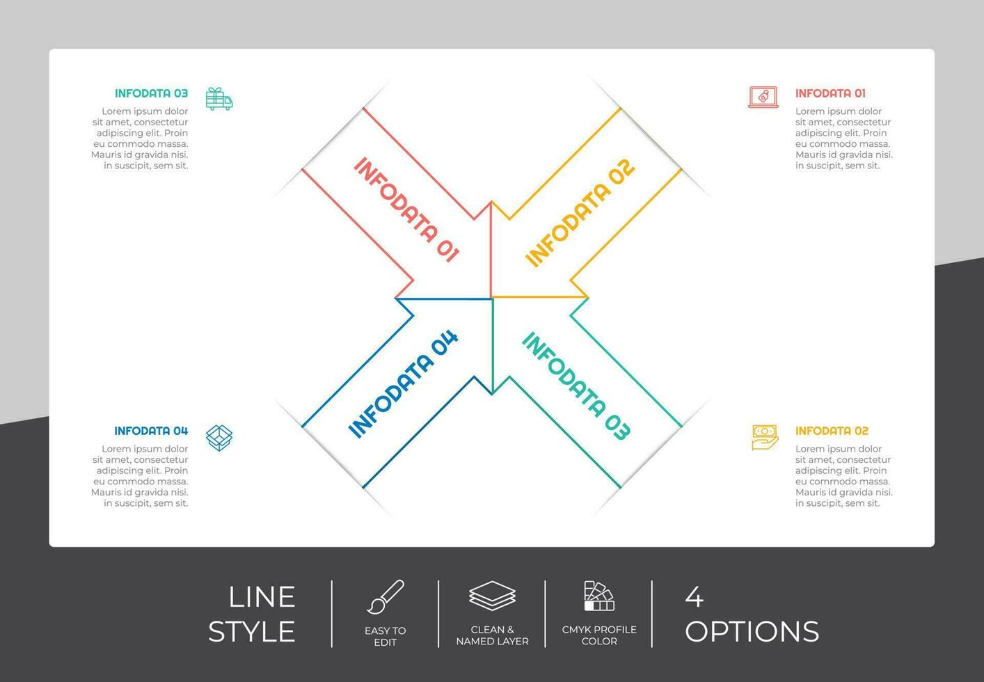 Arrow process infographic vector design with 4 steps colorful style for ... Arrow process infographic vector design with 4 steps colorful style for ...