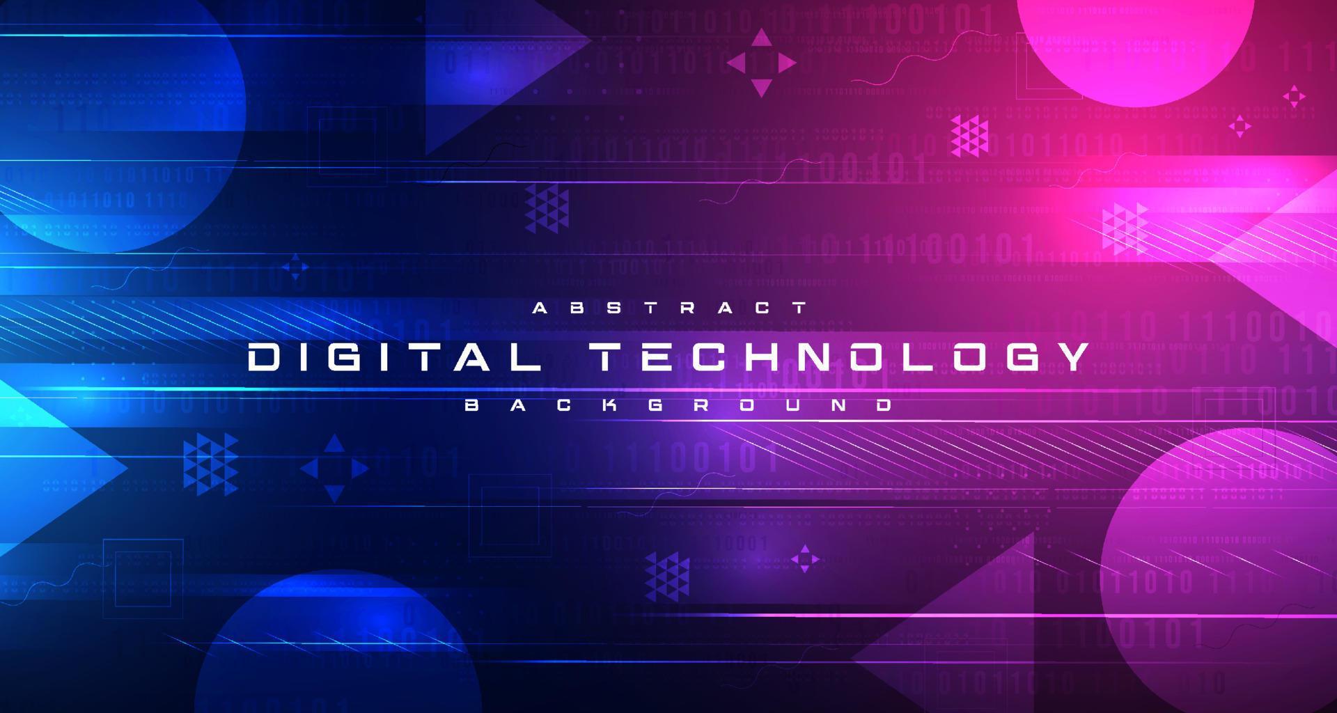 Digital technology banner blue pink background concept, cyber technology light effect, abstract ...