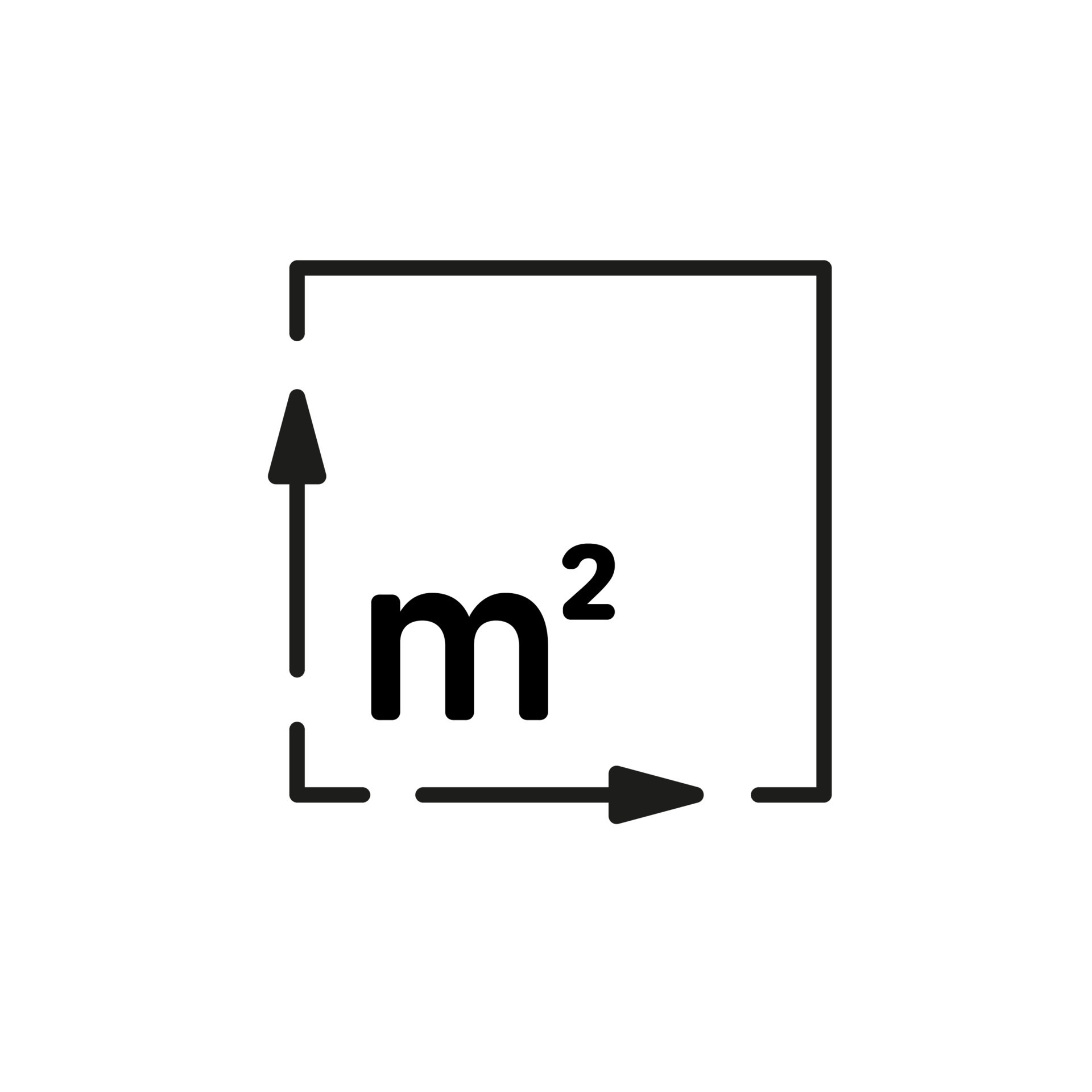 Square Meter Size Surface M2 Icon Measuring Area Dimension Sign Measure Of Place With Length