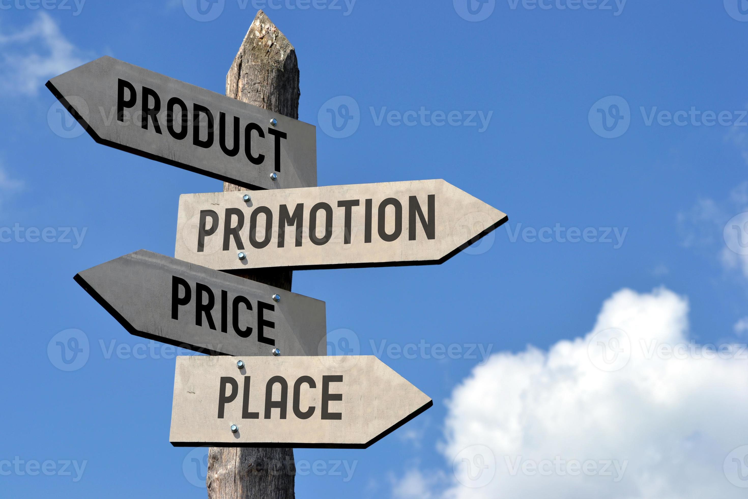 Product, Promotion, Price, Place - Wooden Signpost 18904024 Stock Photo ... Product, Promotion, Price, Place - Wooden Signpost 18904024 Stock Photo ...