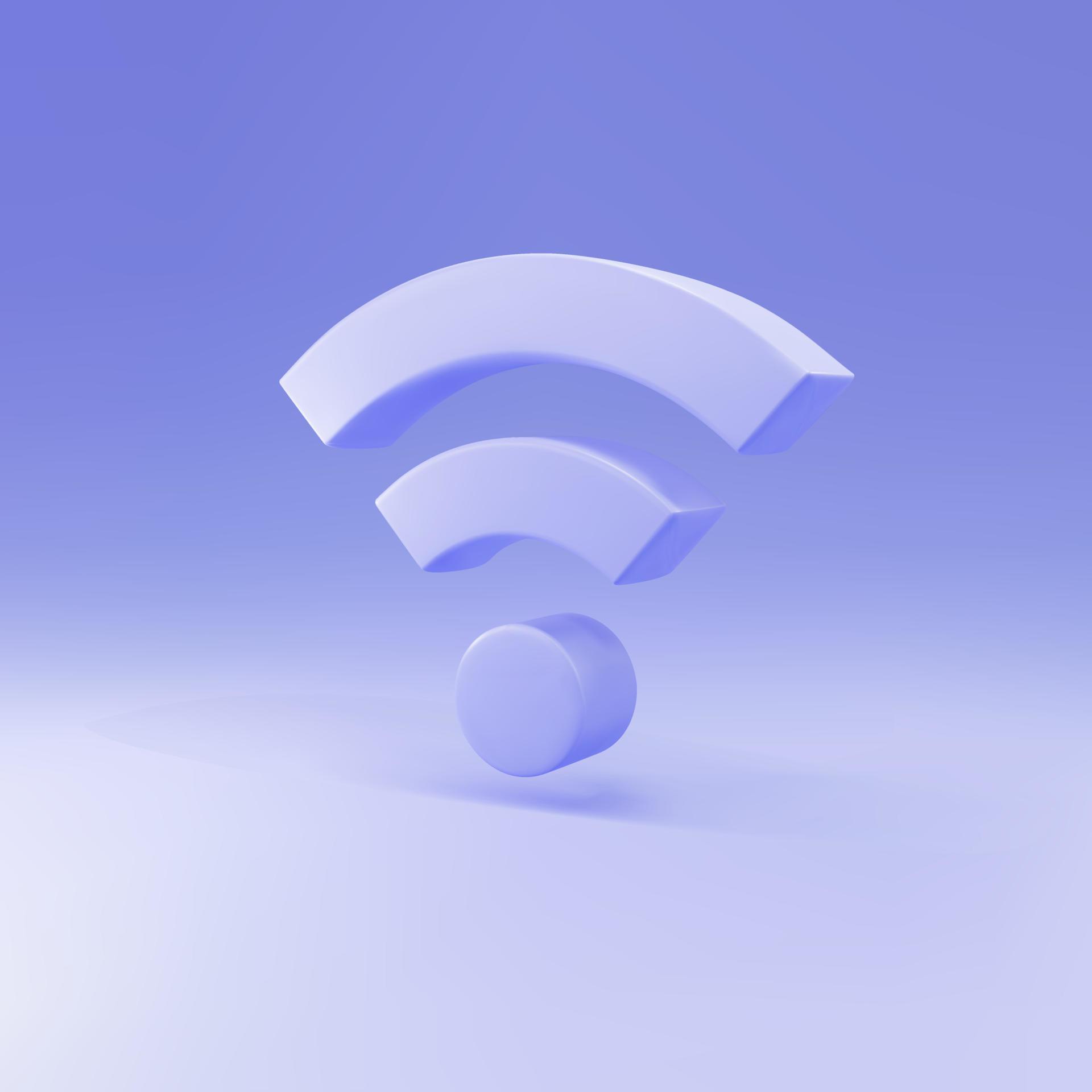 3d blue Wi-Fi wireless internet network symbol icon isolated on blue background. Vector ...