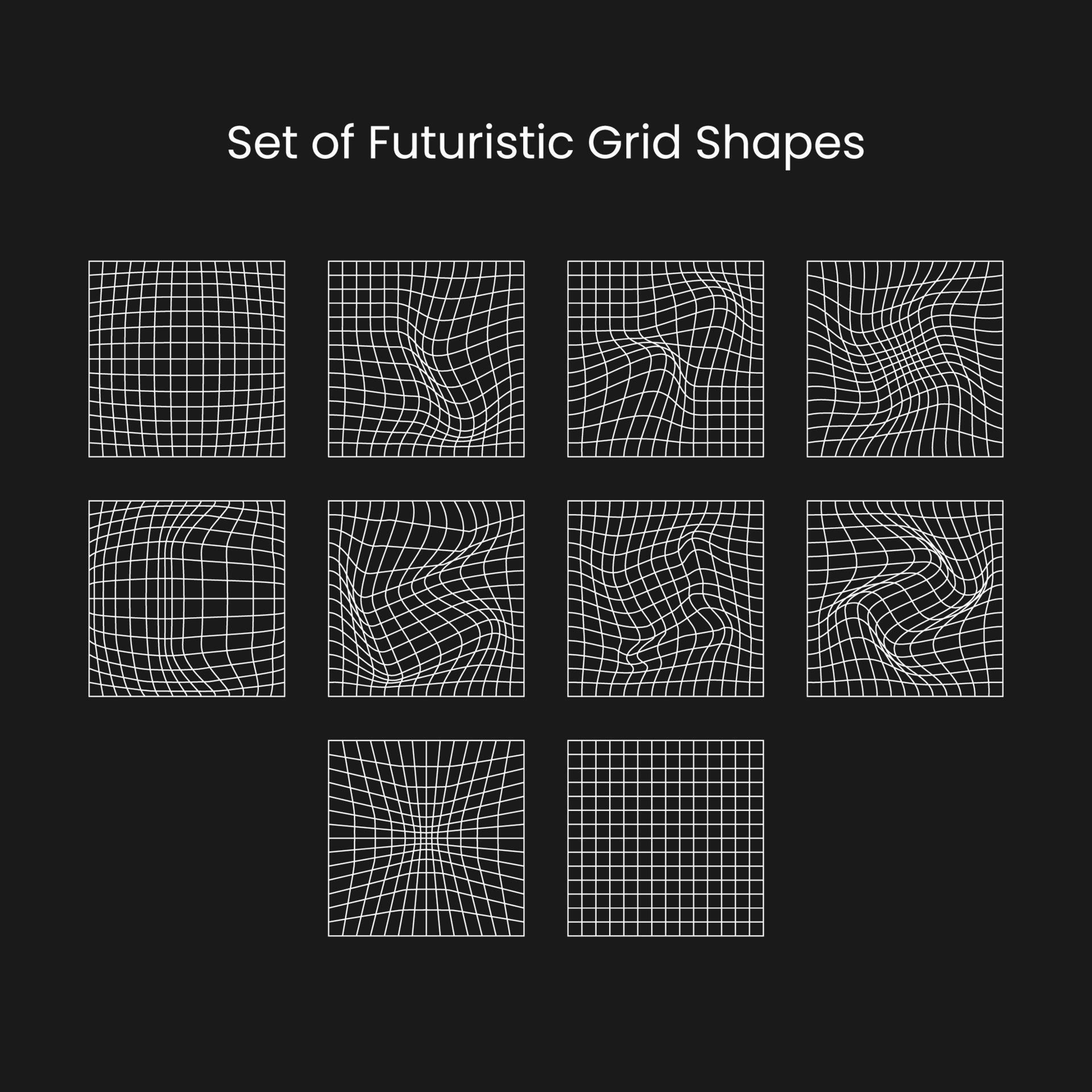 conjunto de forma de cuadrícula retrofuturista. colección de cuadrículas al estilo cyberpunk de ...