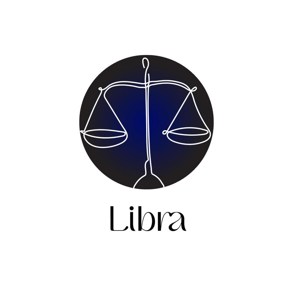 Astrological Zodiac Sign Libra In Line Art Style On Dark Blue Zodiak Astrology Symbol 18915666