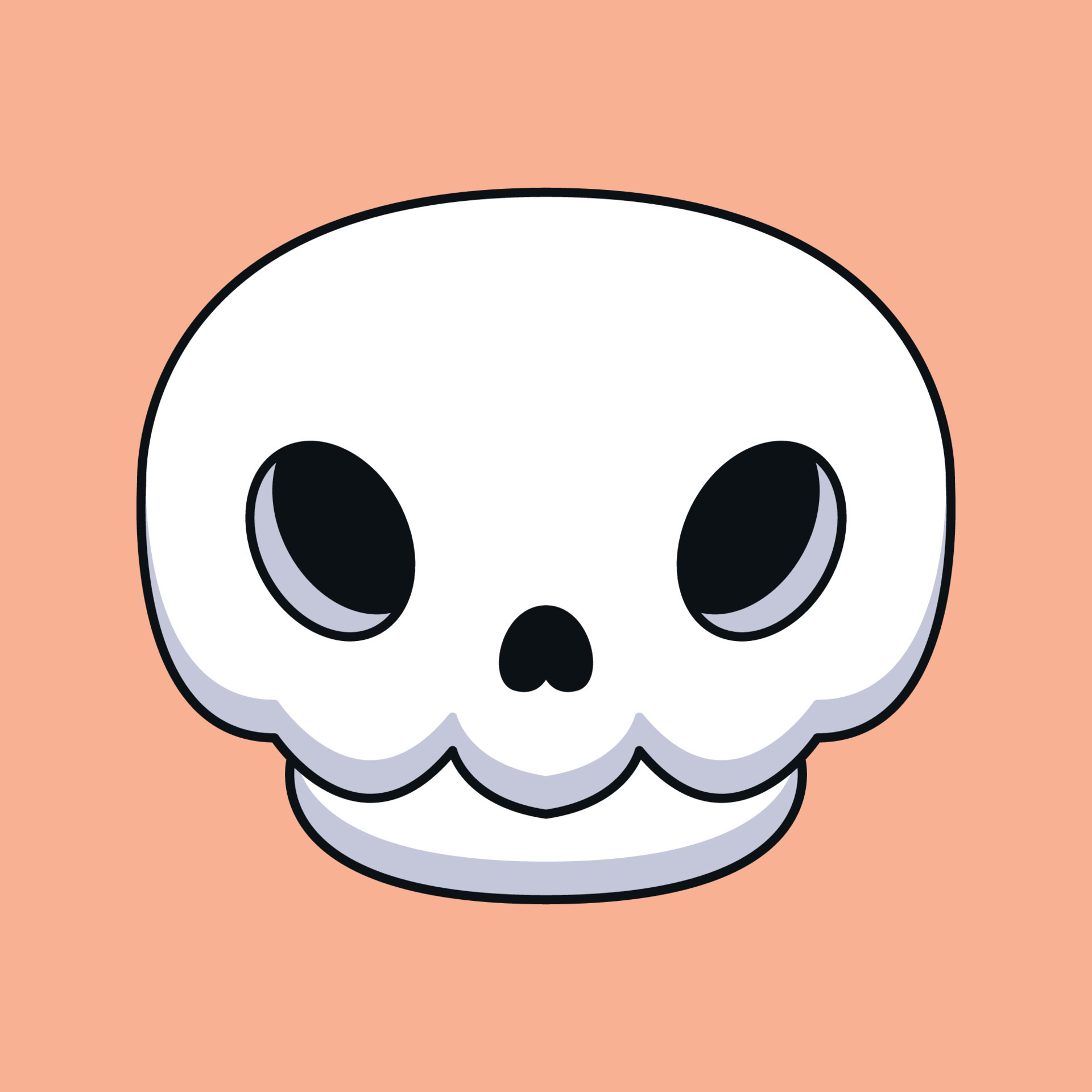 Cute Skull Head Cartoon Mascot Doodle Art Hand Drawn Outline Concept