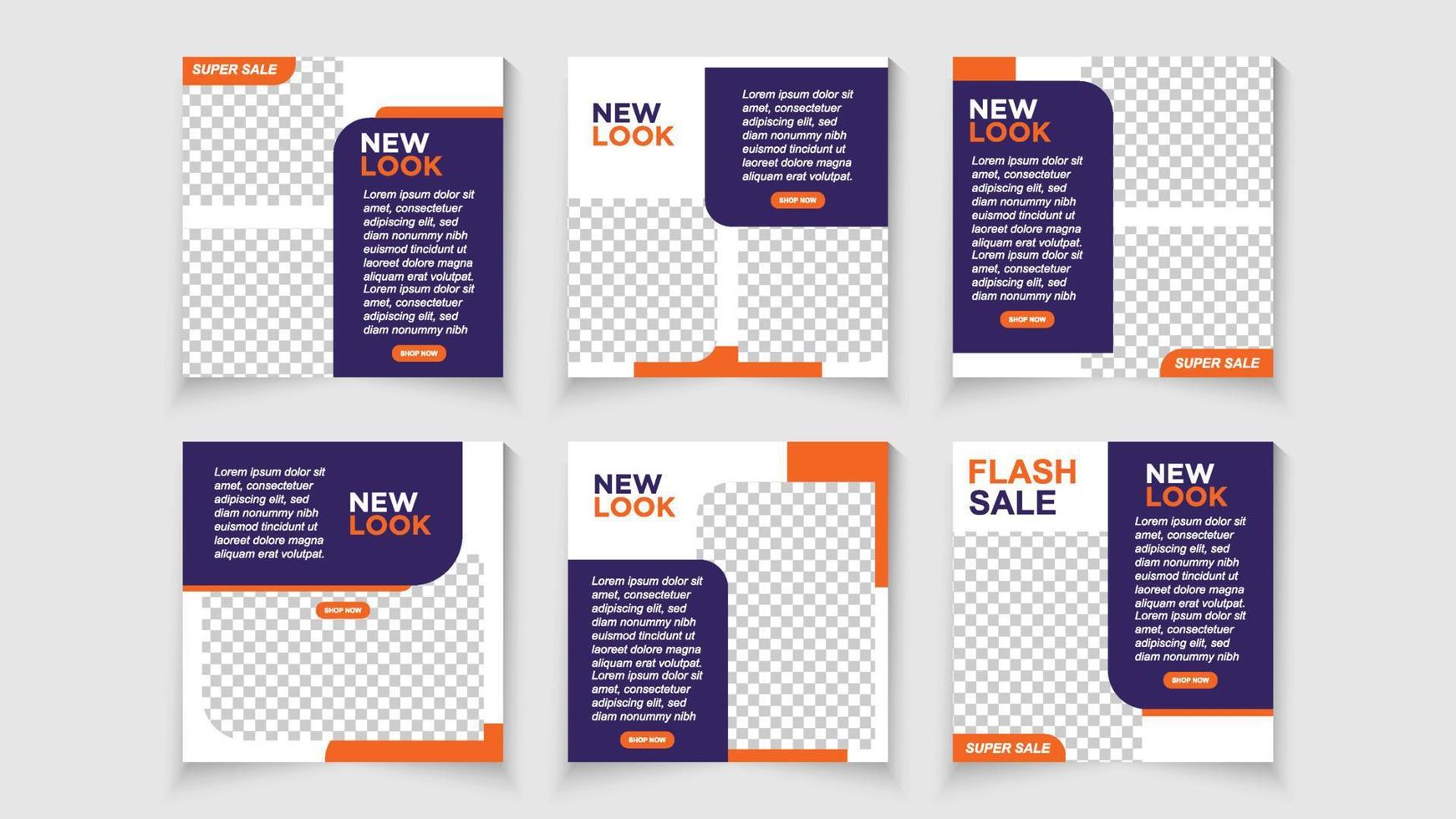 Modern social media post bundle vector, Design editable template for ...