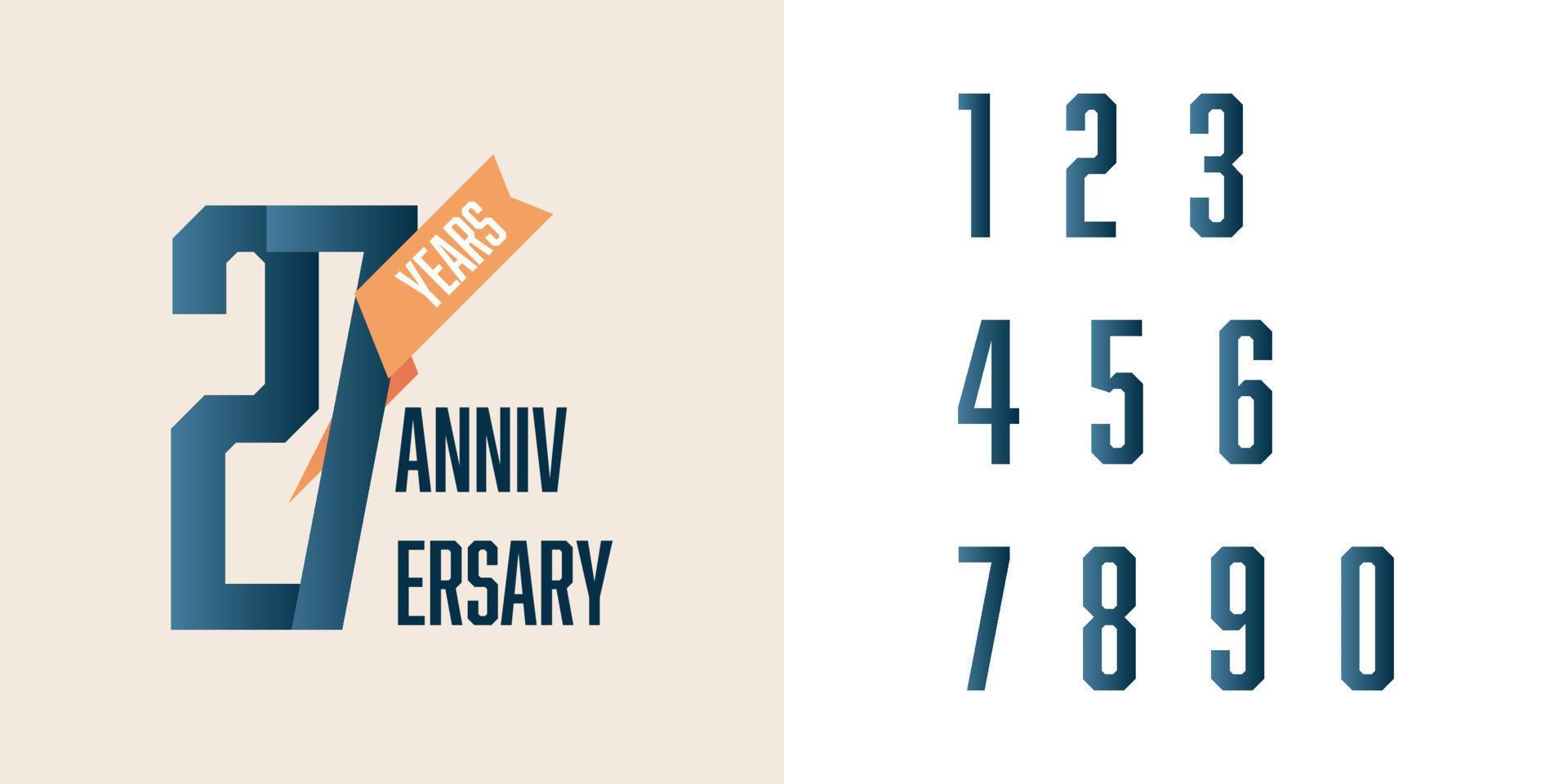 Set 27 years anniversary label illustration template design 18916802 ...