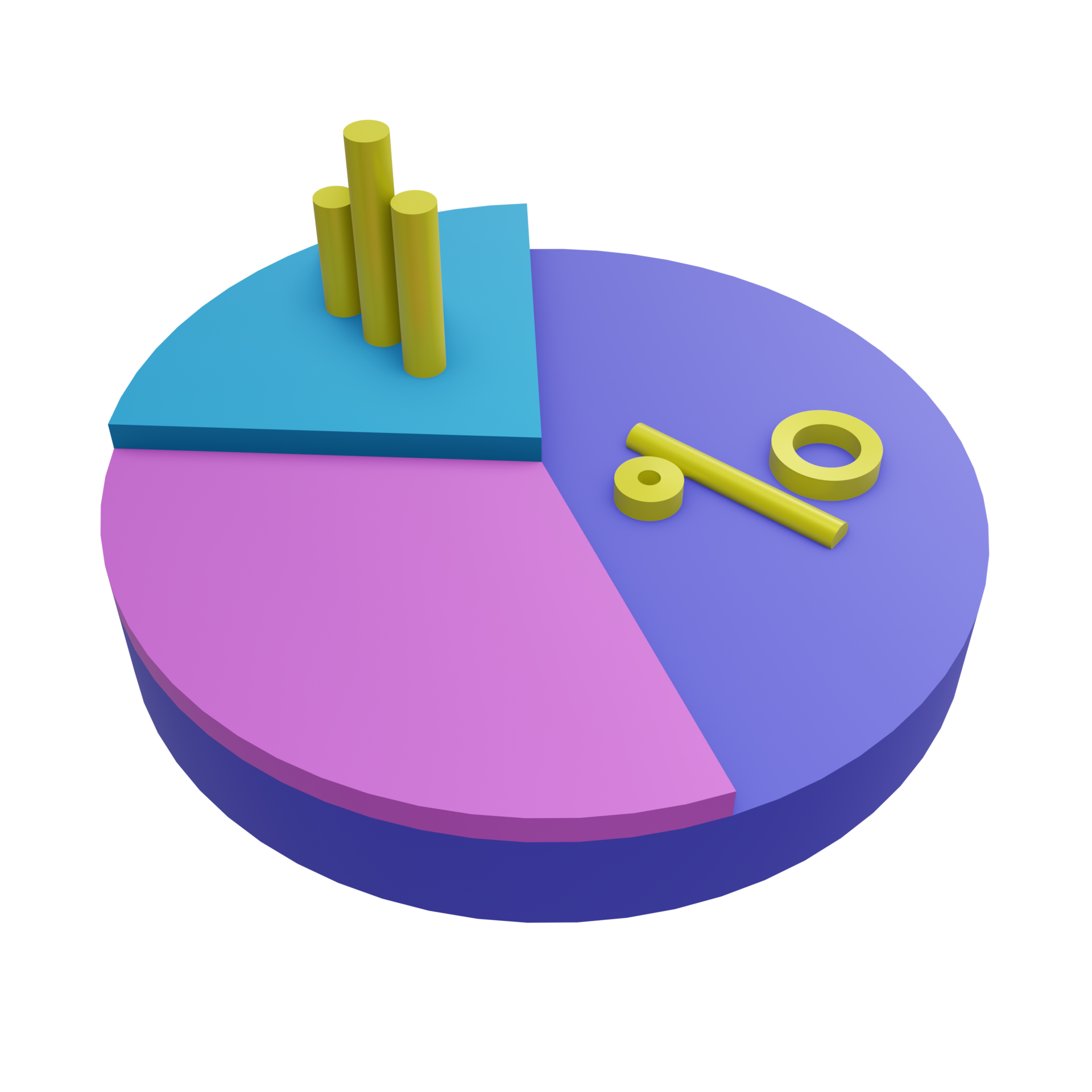 3D pie chart icon with transparent background, perfect for template ...
