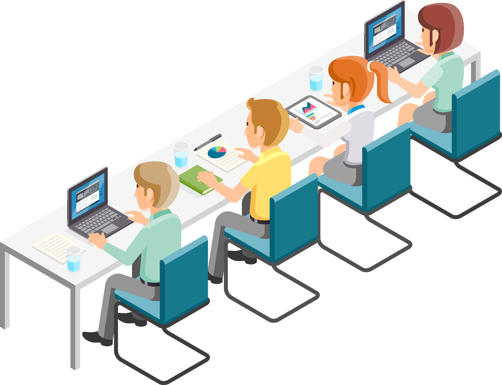 Businessman Working Isometric 18924245 Png