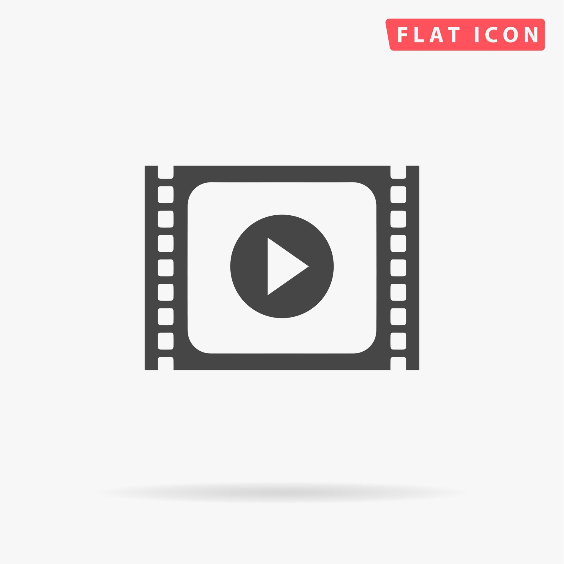 Simple Media player. Simple flat black symbol with shadow on white background. Vector ...