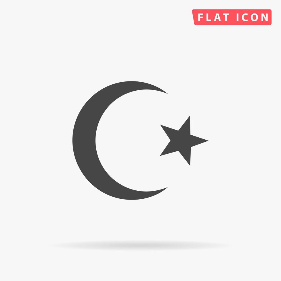 Islam Symbol Simple Flat Black Symbol With Shadow On White Background Vector Illustration