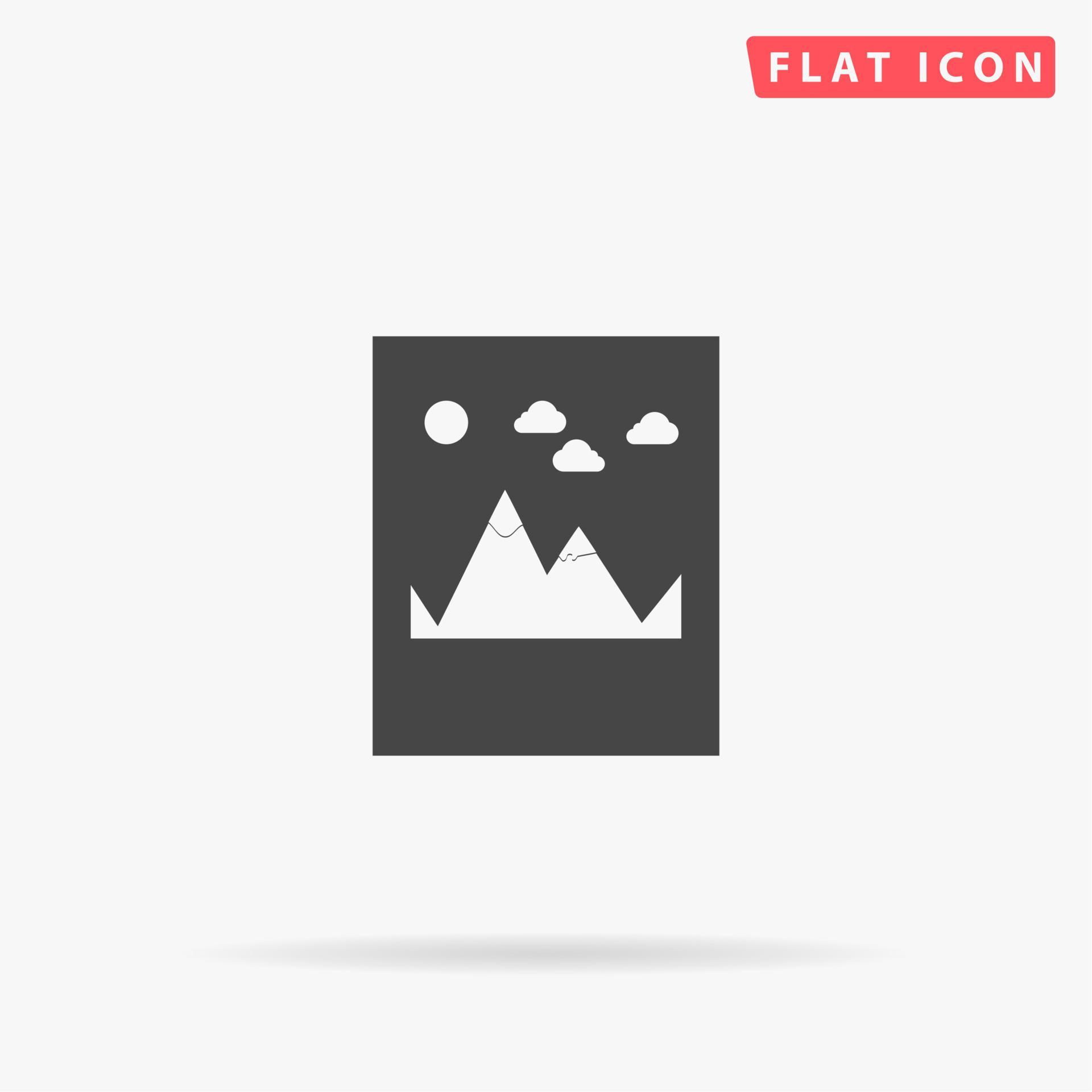 Mountain. Simple flat black symbol with shadow on white background. Vector illustration ...