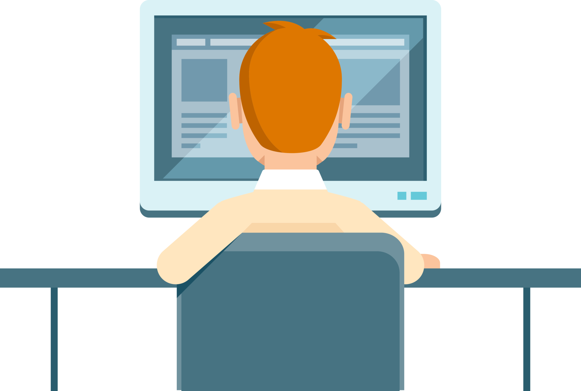 Free Man using computer flat color 18925172 PNG with Transparent Background