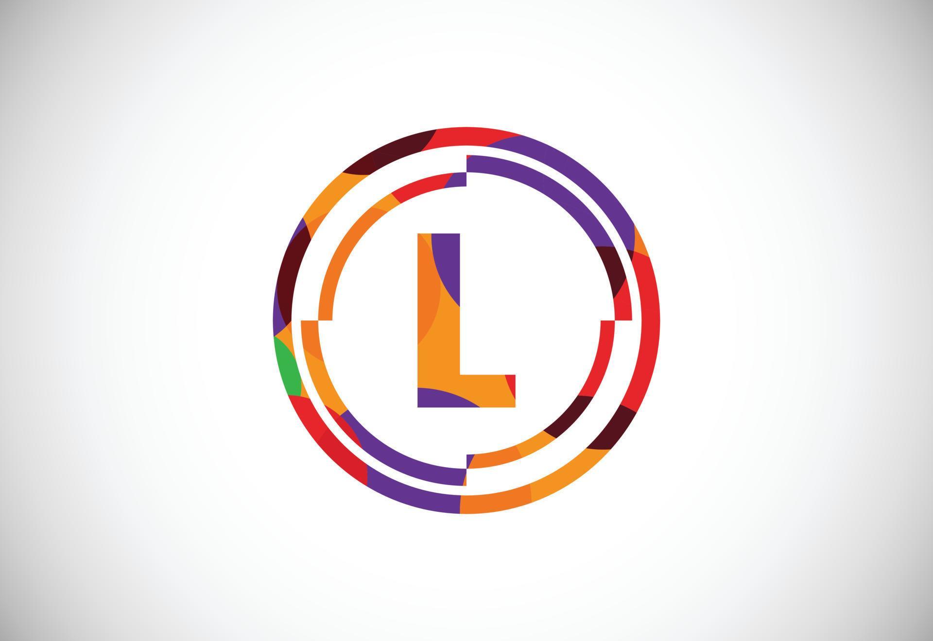 letras l con marcos circulares estilo de arte polivinílico bajo. alfabeto inglés, ilustración ...