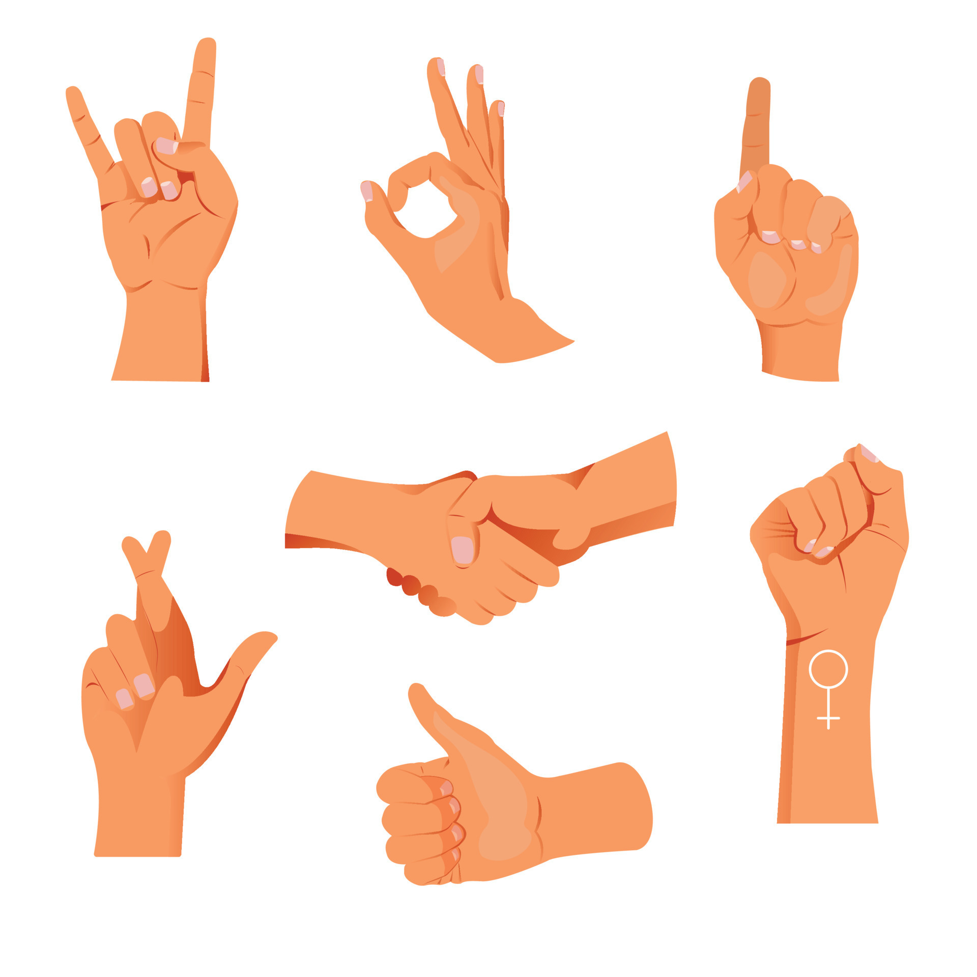Gesturing hand set. Hand with counting gestures sign. Interactive communication set 18929856 ...