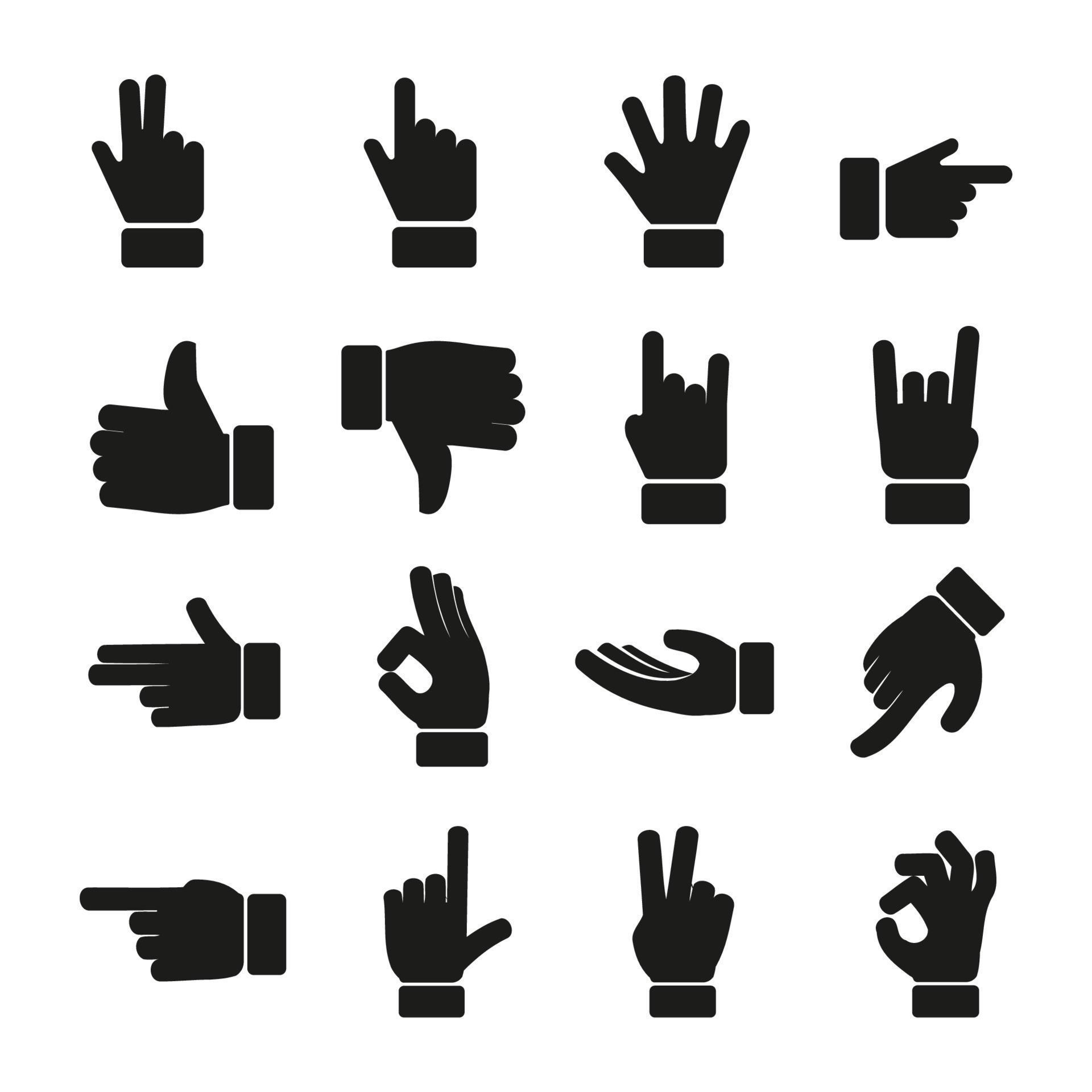Hand gestures line icon set. Includes icons as finger interaction, pinky swearing, index point ...