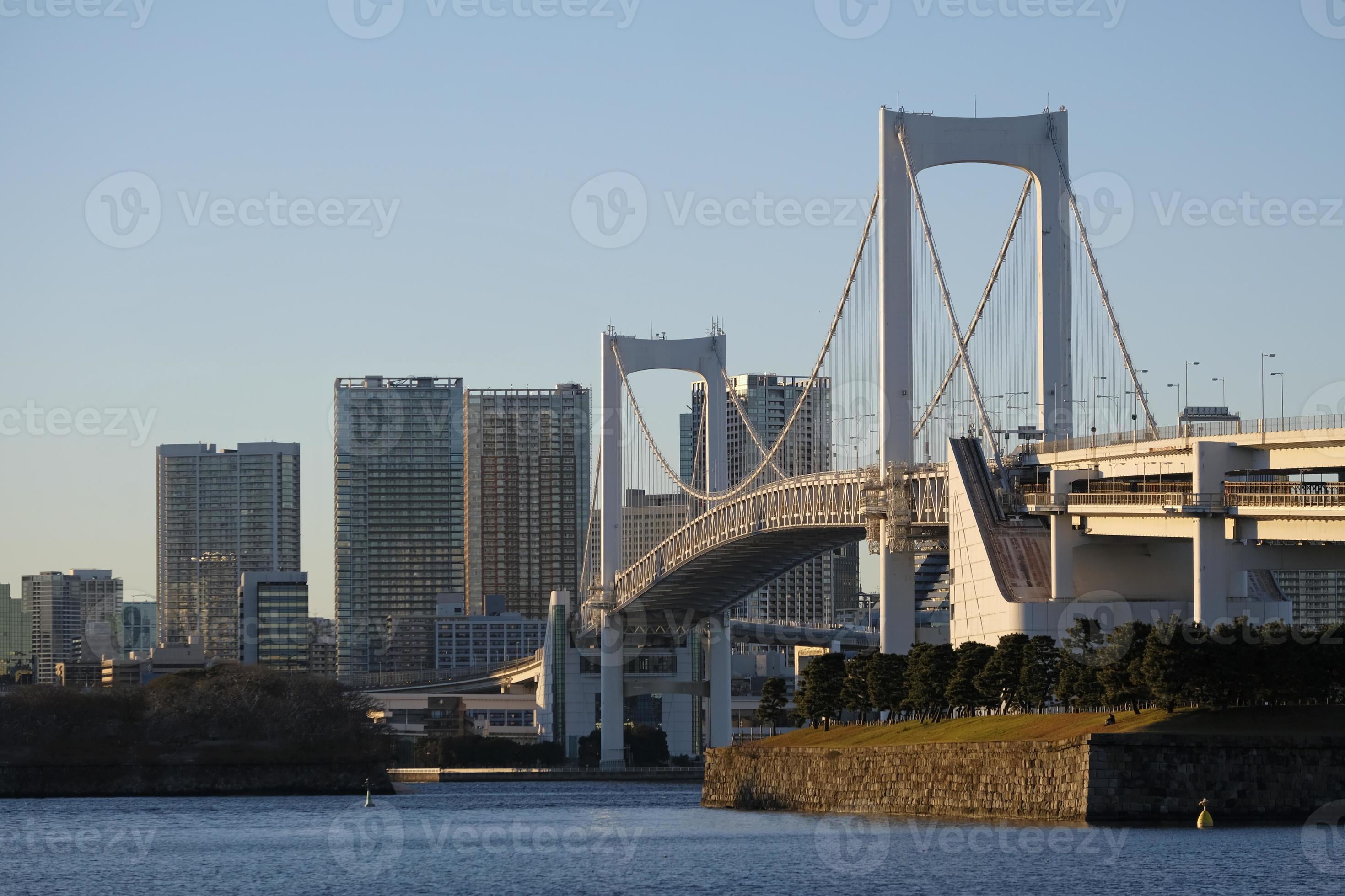 Rainbow Bridge going over Tokyo Bay in Tokyo, Japan 18932528 Stock Photo at Vecteezy