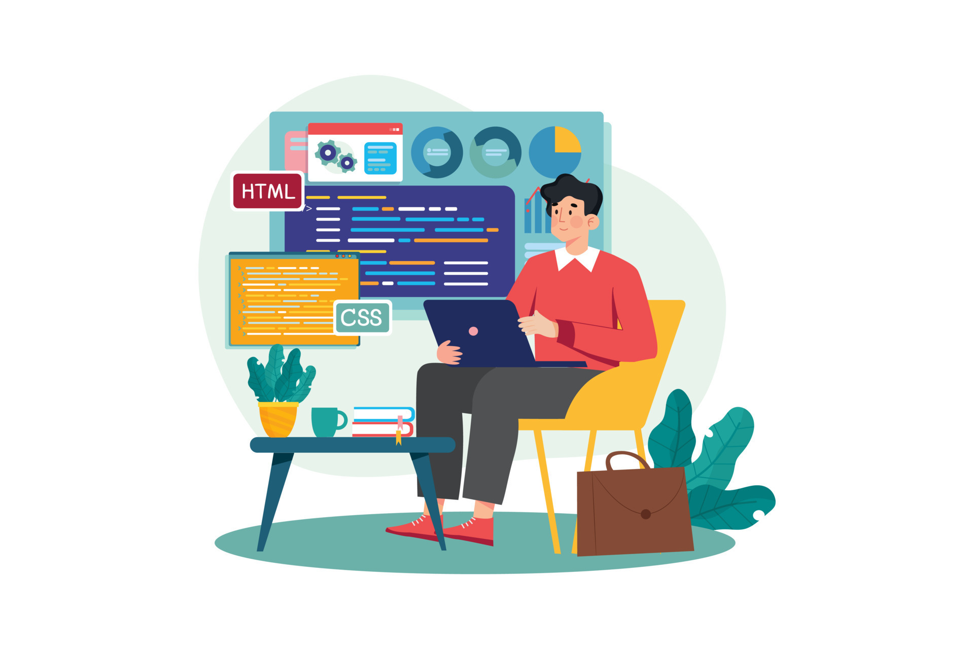 App Development Concept With Laptop 18942381 Vector Art at Vecteezy