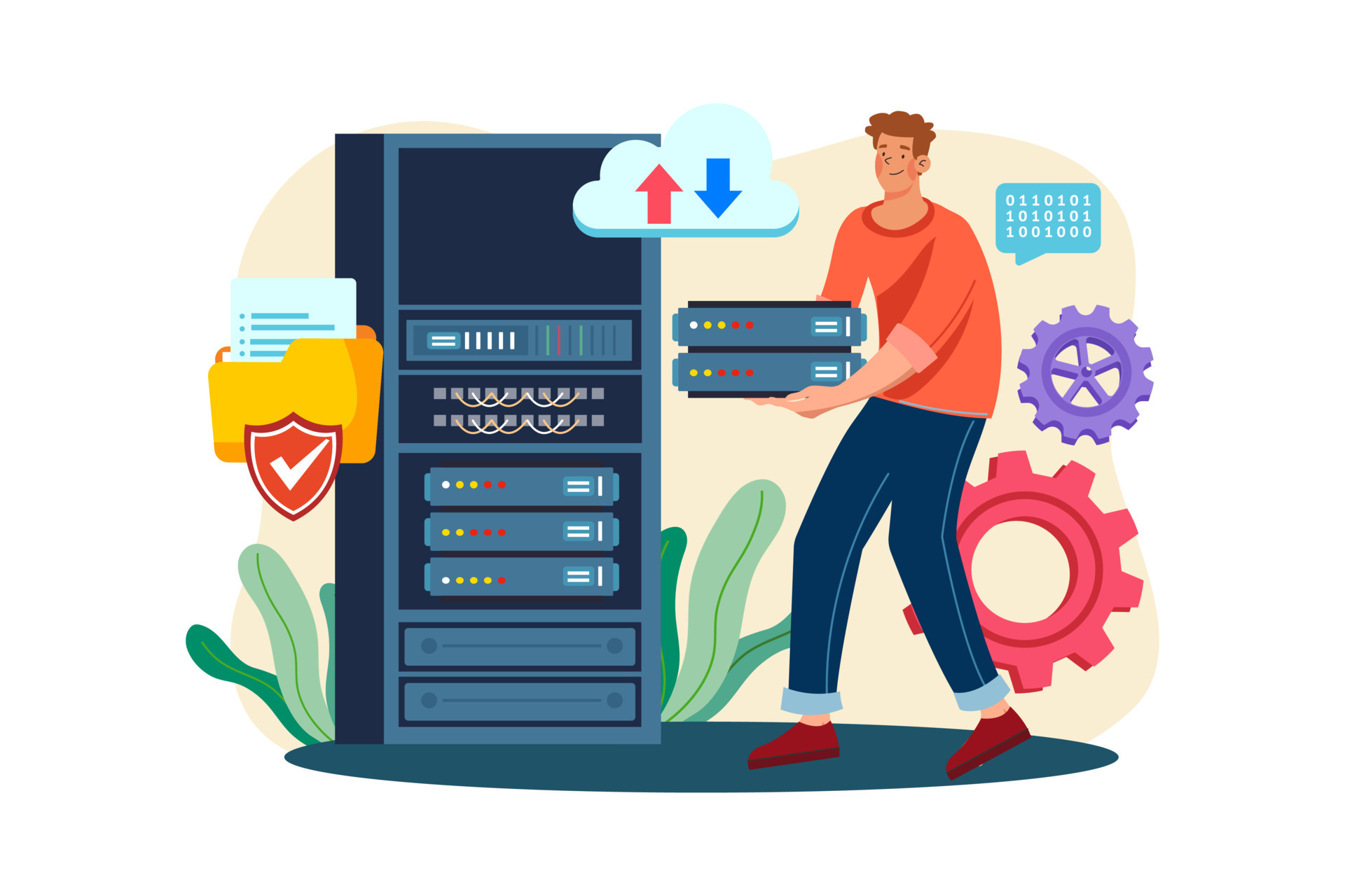 Server Maintenance Illustration concept. A flat illustration isolated ... Server Maintenance Illustration concept. A flat illustration isolated ...