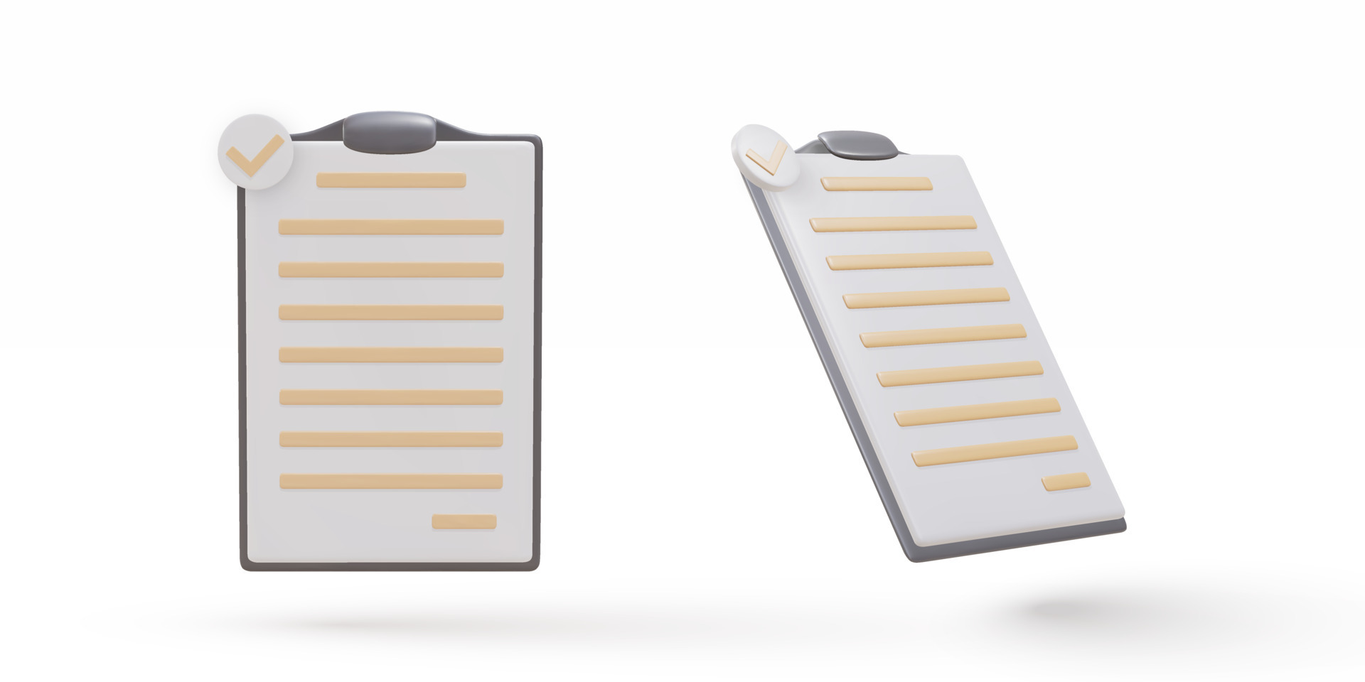 3d two Documents icon. Stack of paper sheets. A confirmed or approved ...